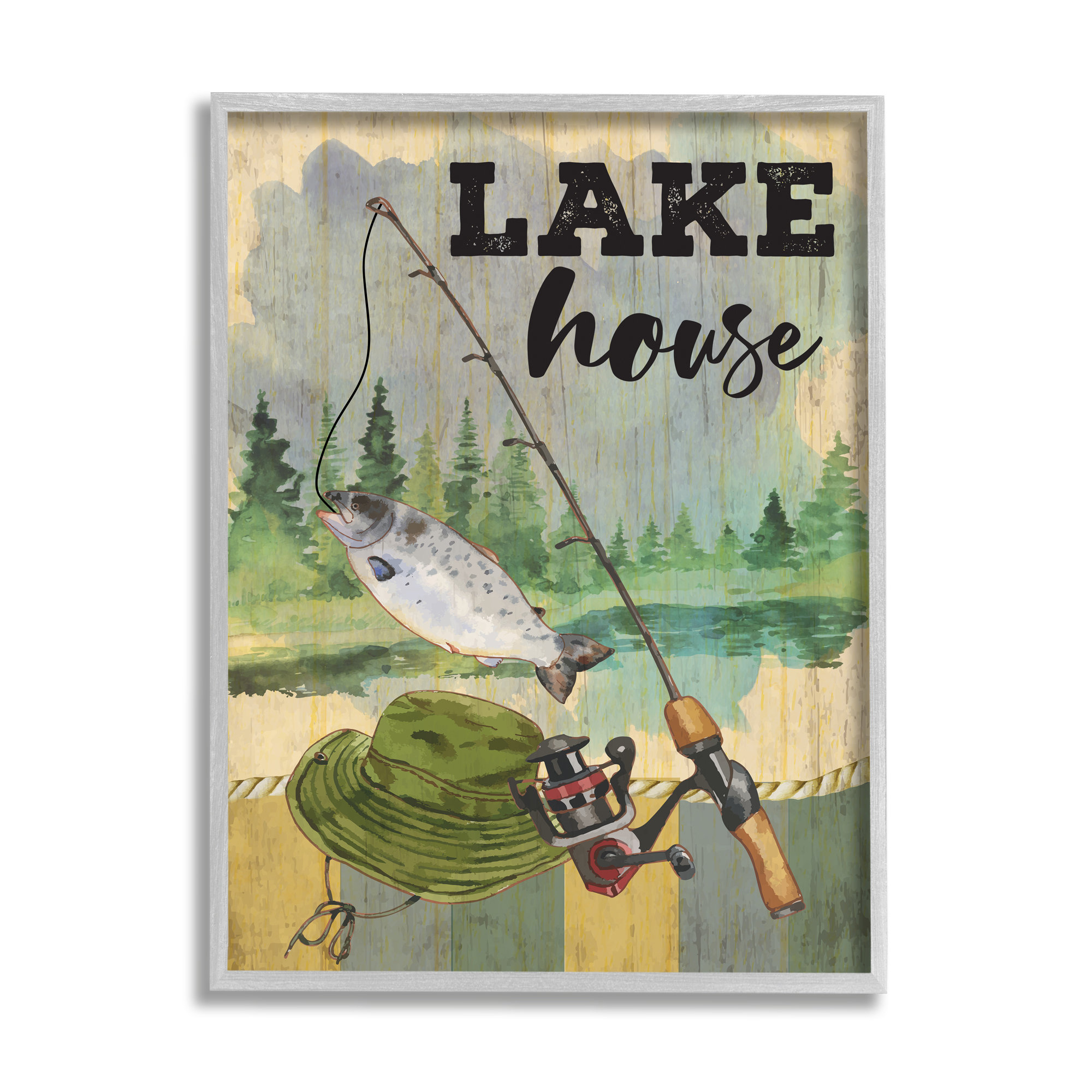Stupell Industries Lake House Fishing Angler Sign Giclee Art By ND Art ...
