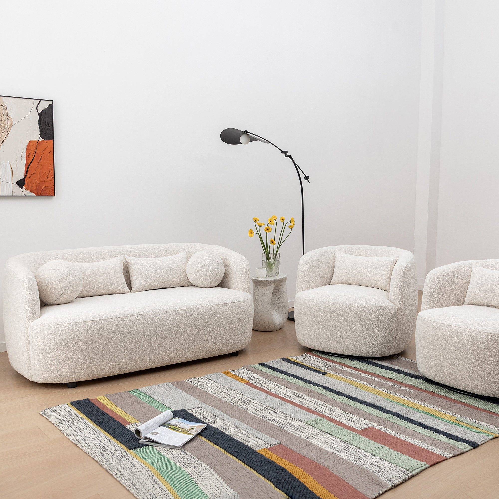 Wade Logan® Cherity 3 - Piece Boucle Living Room Set & Reviews | Wayfair