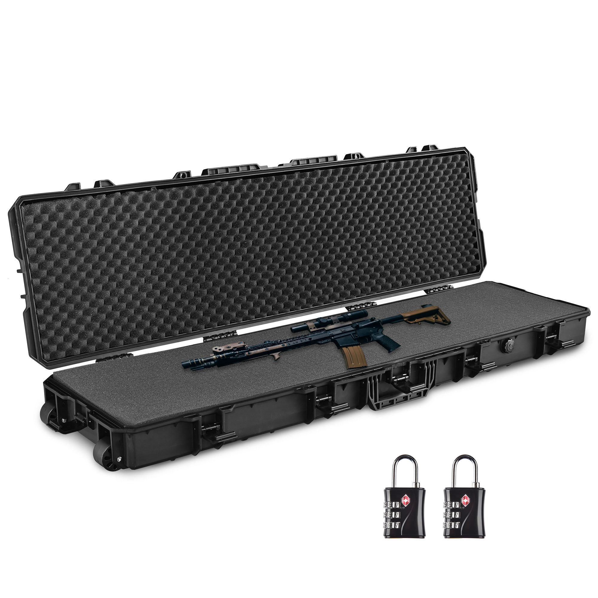 Yescom 53" Tactical Rifle Long Gun Hard Case Roller TSA Padlock ...