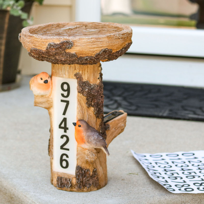 Millwood Pines Christene Tree Stump Staked Polyresin Outdoor Bird Bath ...