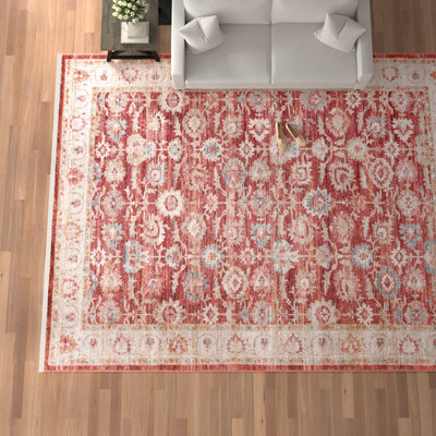 Charlton Home® Croasmun Power Loom Red/Gray Area Rug & Reviews | Wayfair