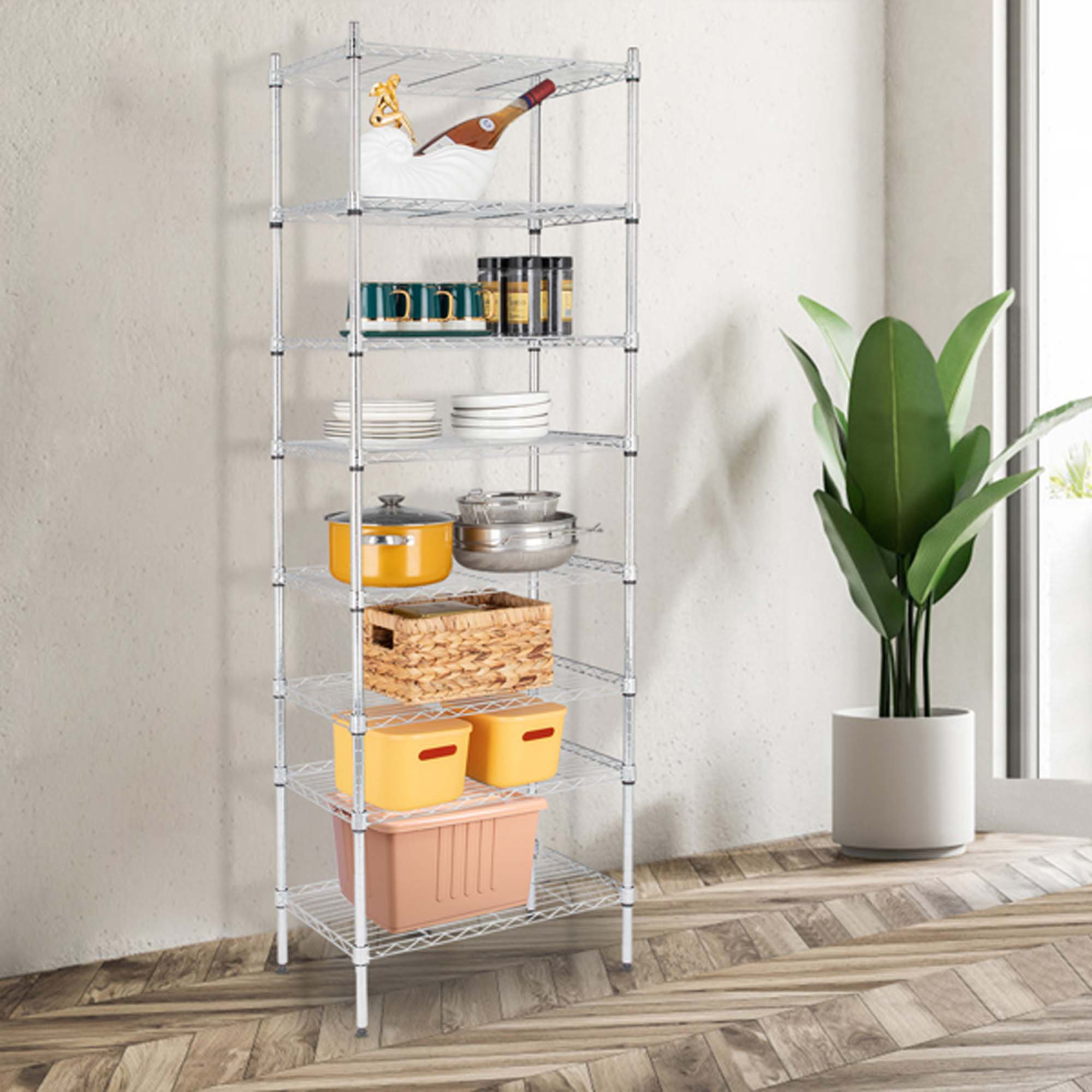Latitude Run® 8-Tier Wire Shelving Unit Adjustable Steel Wire Rack ...