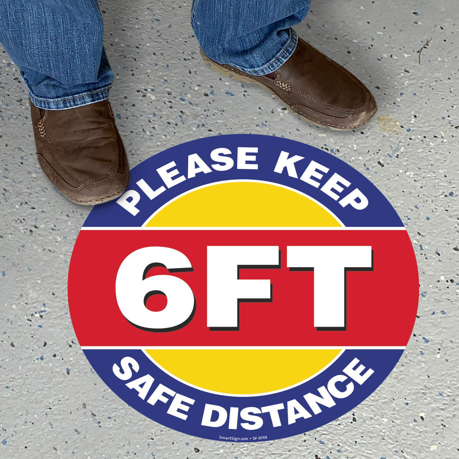SmartSign Please Keep 6Ft Safe Distance Anti-Slip Adhesive Floor Sign ...