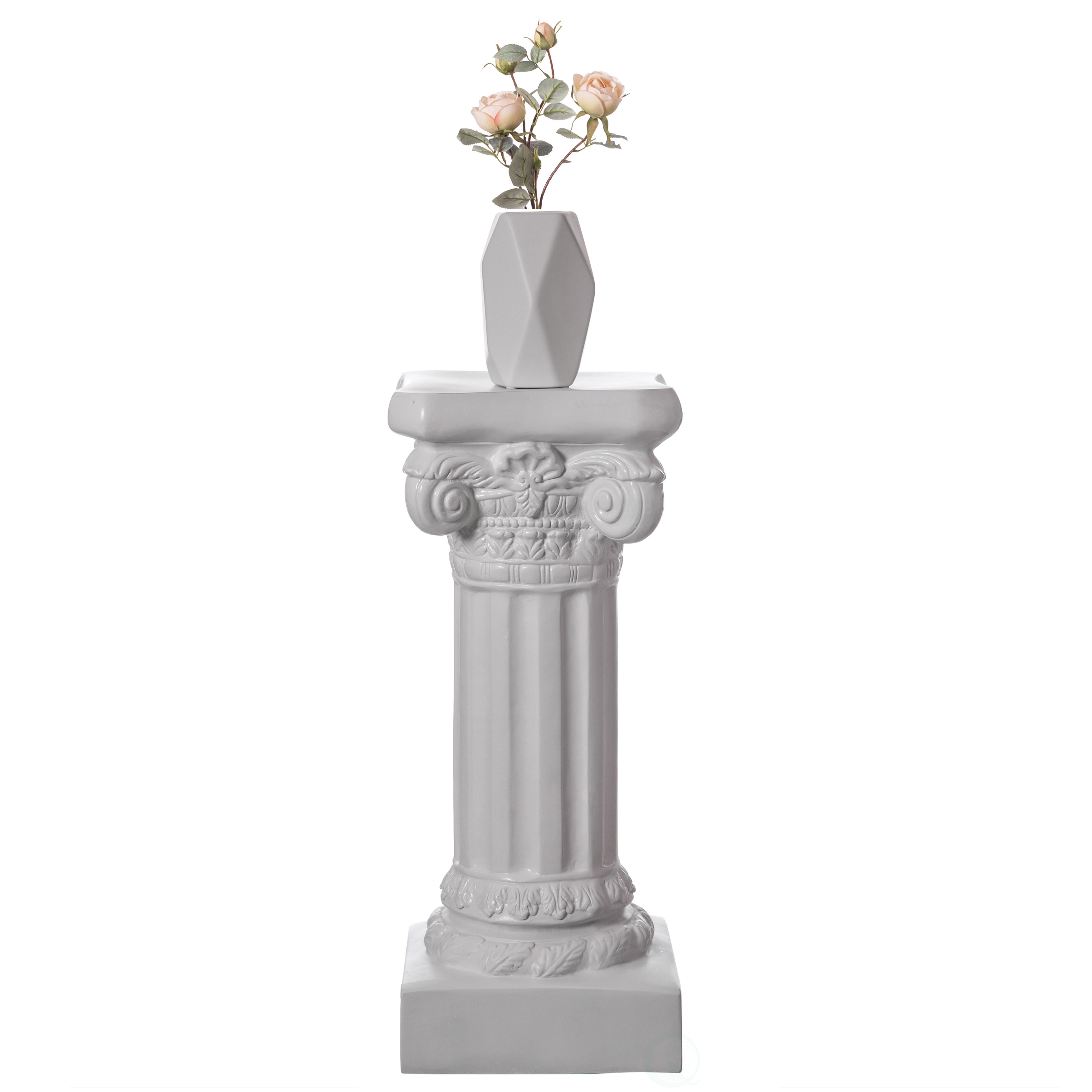 Uniquewise Fiberglass White Plinth Roman Style Piller Pedestal Vase ...