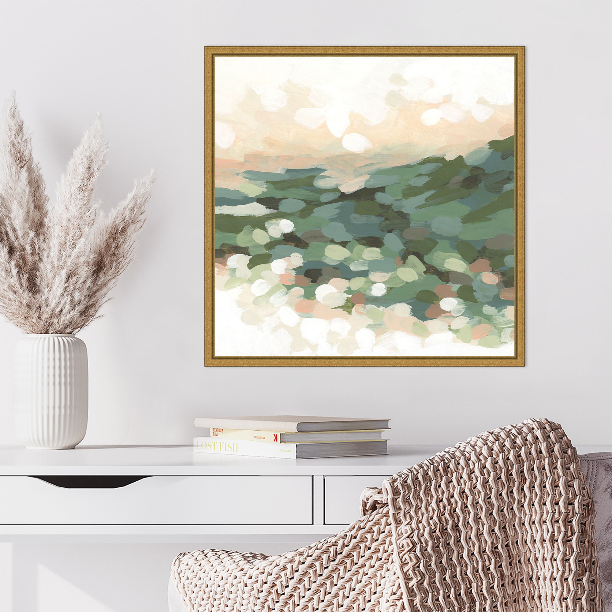 Winston Porter Green Pebble Valley II by June Erica Vess Framed Canvas ...