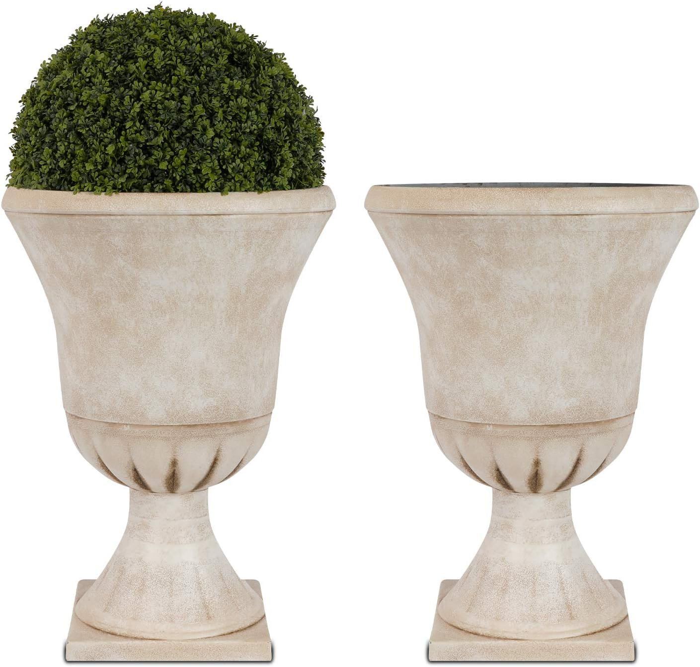 Ophelia & Co. Plastic Urn Planters for Outdoor Plants, Tree 22'' Tall 2 ...