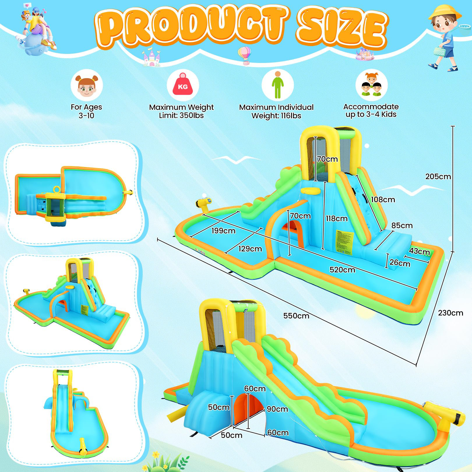 Himimi Water Bounce House With Slide, Inflatable Water Slides For Kids ...