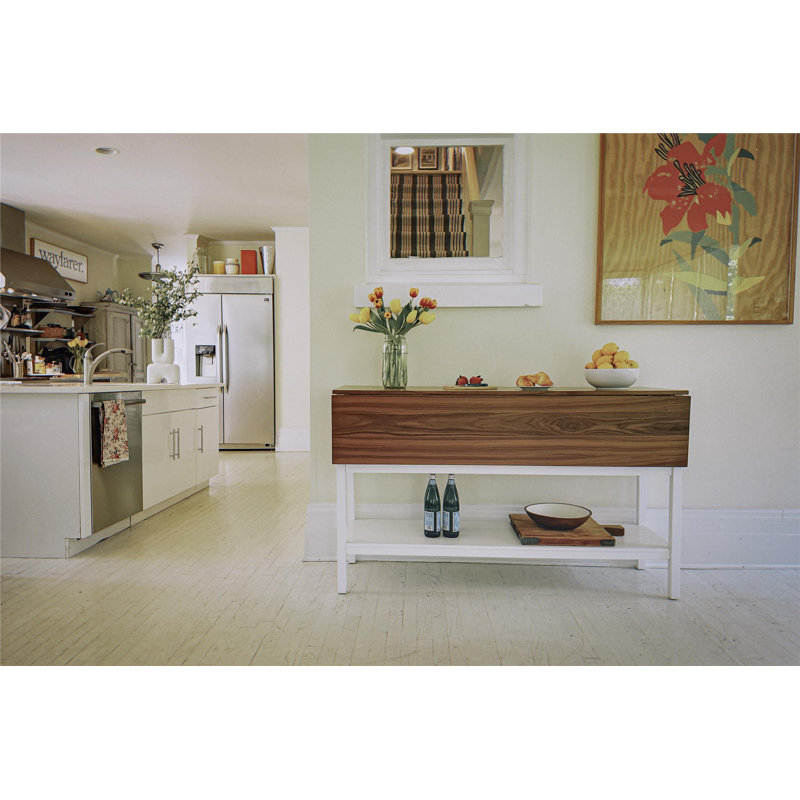 Novogratz Tallen 48" Kitchen Island Table with Drop Leaf and Storage ...