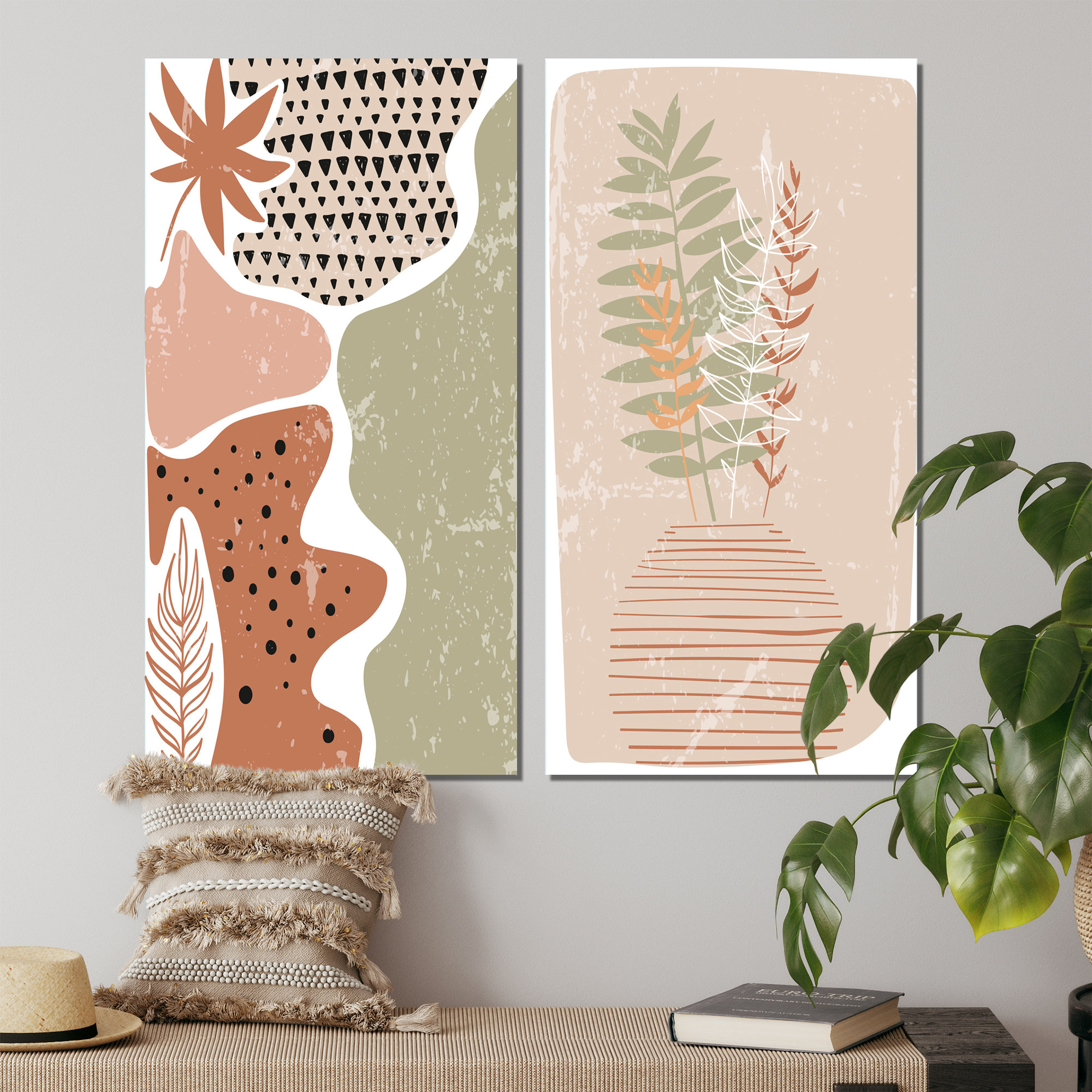 Bay Isle Home™ Creative Aesthetics Vintage Leaves I - 2 Piece Painting ...