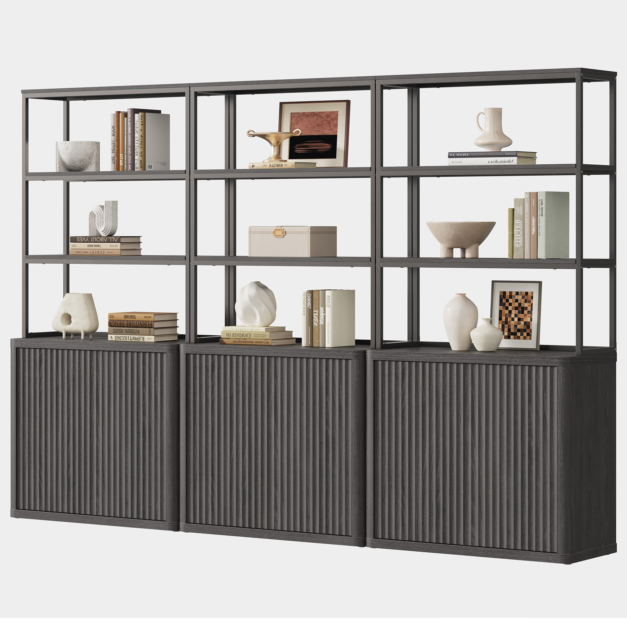 Latitude Run® Cesiro 5 -Tier Bookcase With 2 Fluted Doors And ...