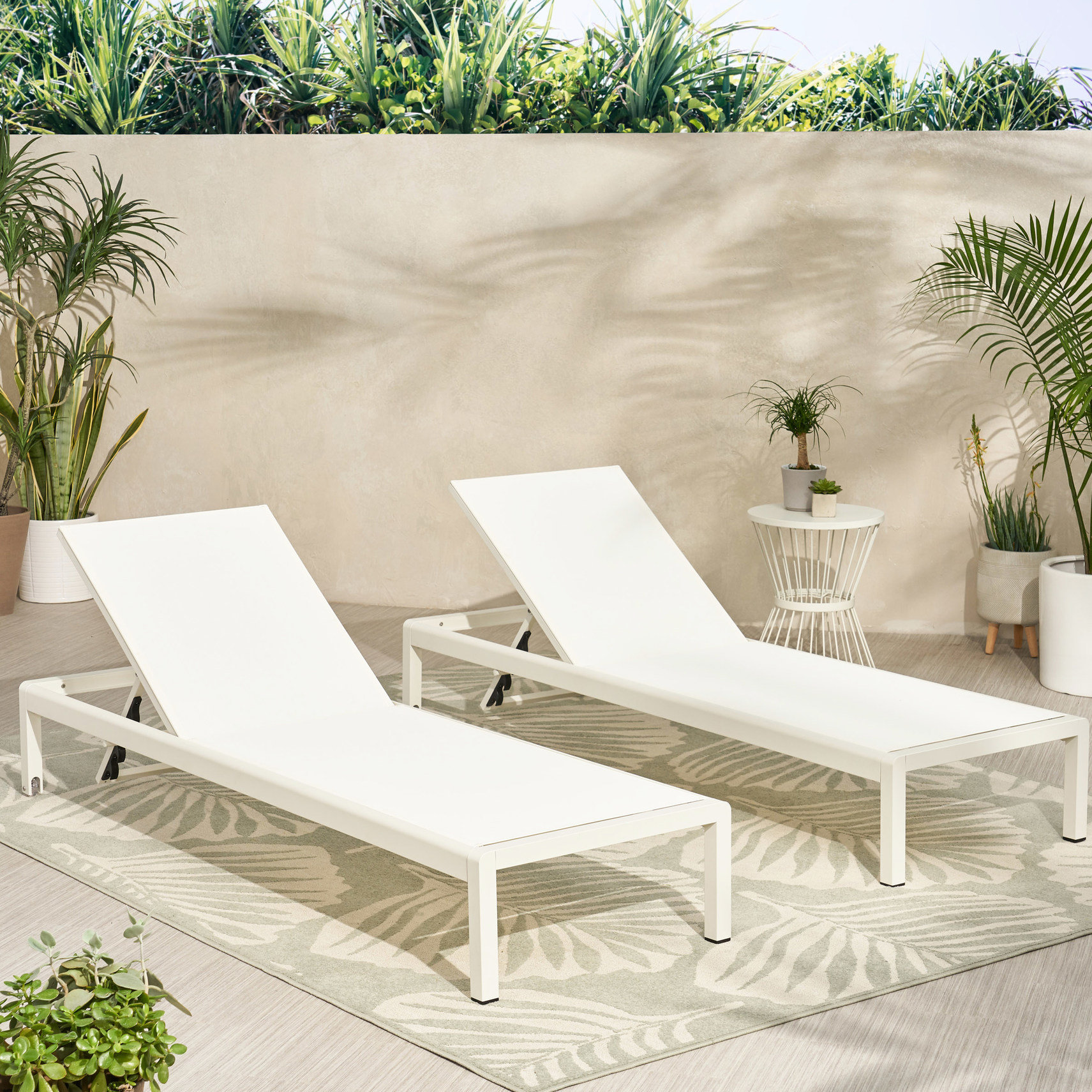 Banior White Adjustable Chaise Lounges With Airflow Mesh Seating, Of 2 ...