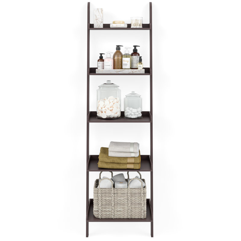 Ballucci Lado 5-Tier 67" H x 18" W Wood Leaning Ladder Bookcase ...