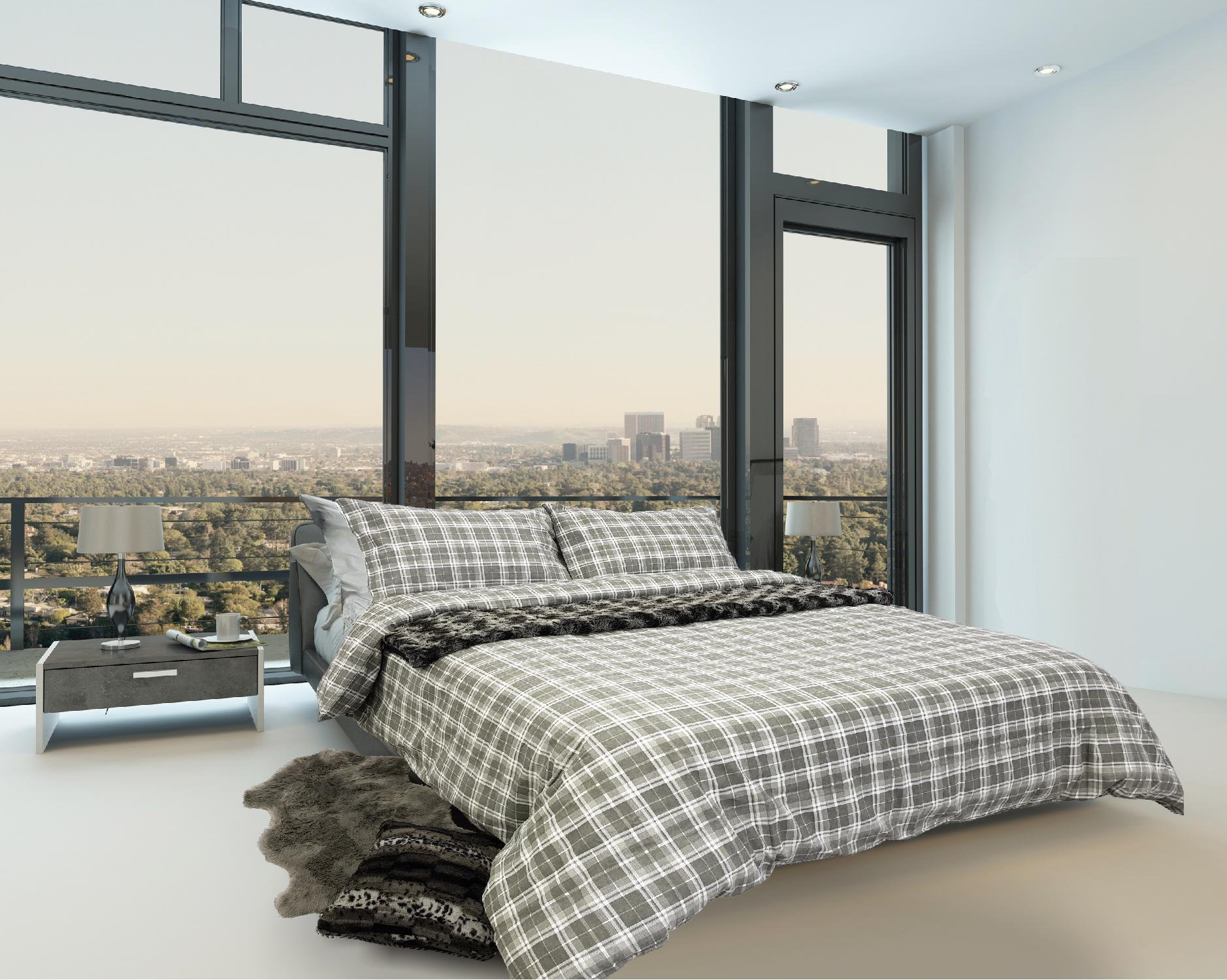 Lavish Touch Gray/White Standard Cotton 3 Piece Duvet Cover Set | Wayfair