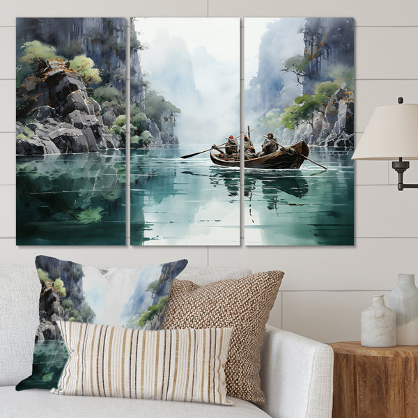 DesignArt Boat In Vietnam Hidden Waterways II Metal Landscape & Nature ...