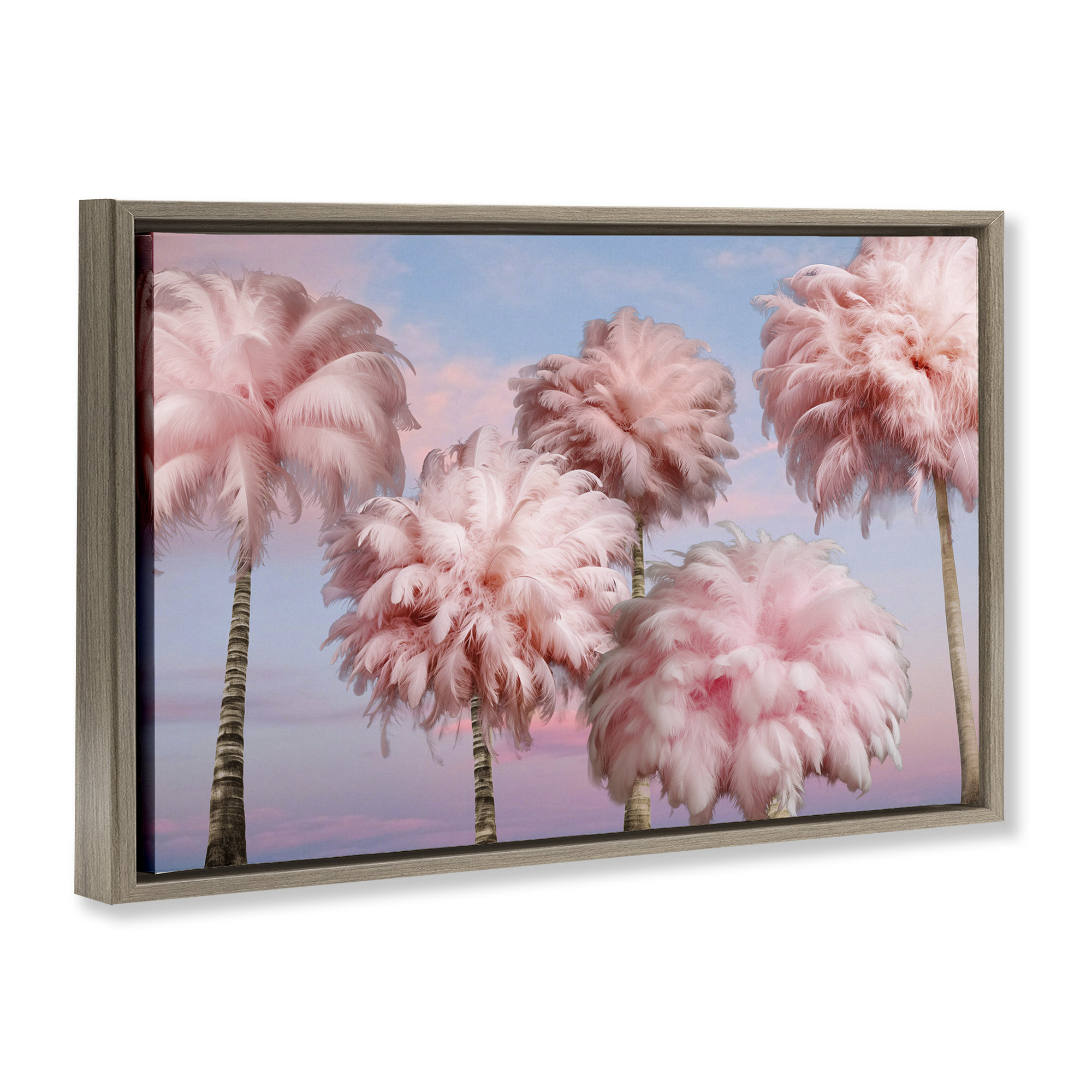 Mercer41 Fluffy Pink Palm Trees Framed Floater Canvas by Ziwei Li | Wayfair