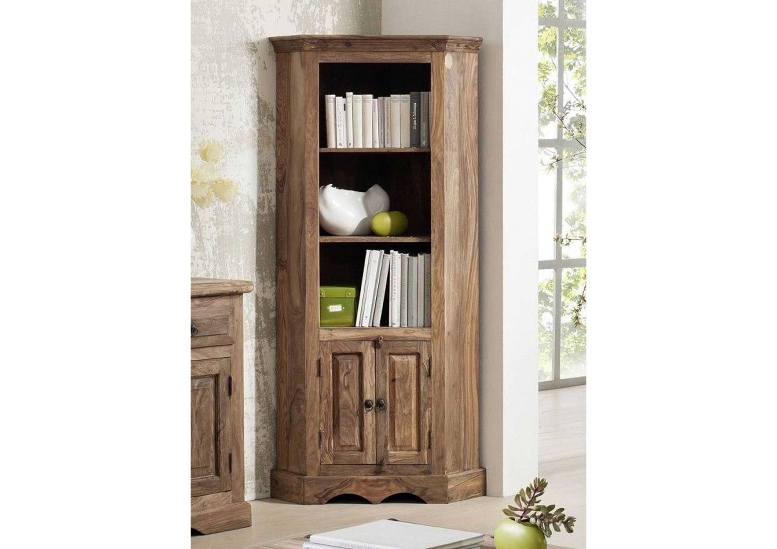 Massivmoebel24 Leeds Corner Bookcase | Wayfair.ie