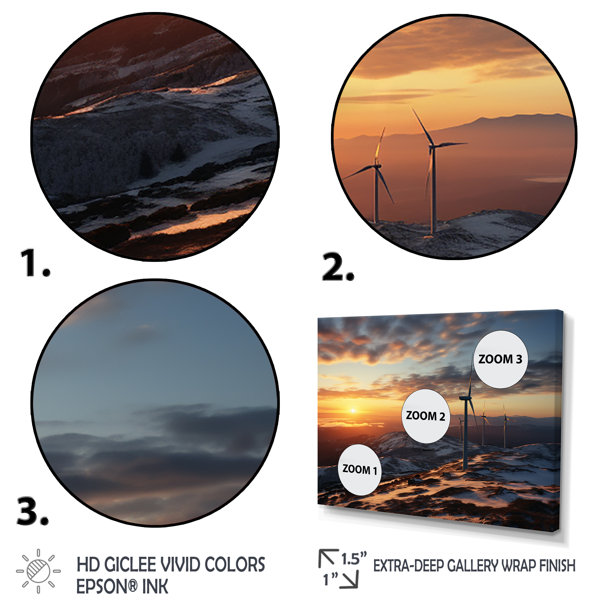 Latitude Run® Sunset Wind Turbines Mountain View I - Wind Turbines 5 ...