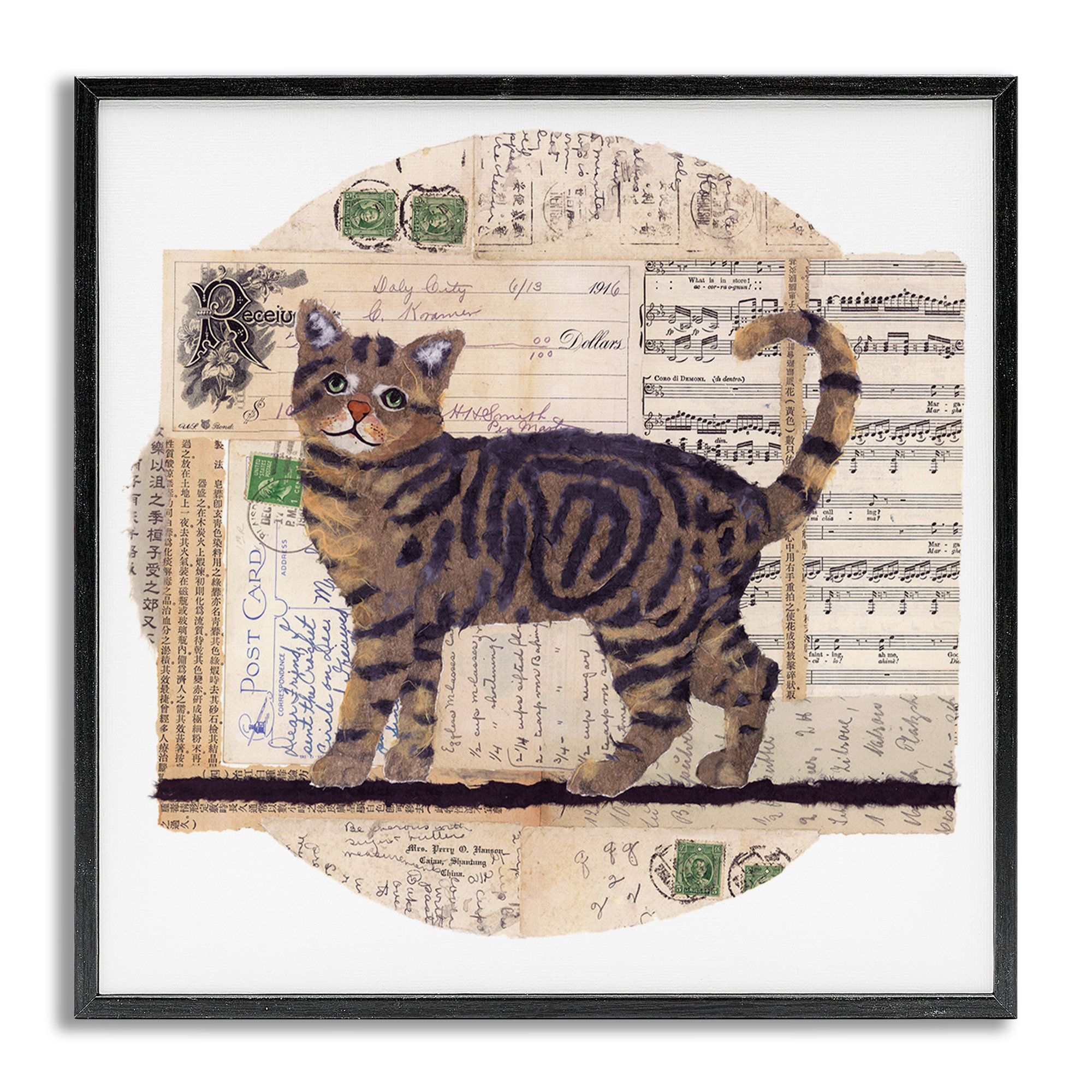 Stupell Industries Tabby Cat Collage Framed Giclee Art by Nancy Overton ...