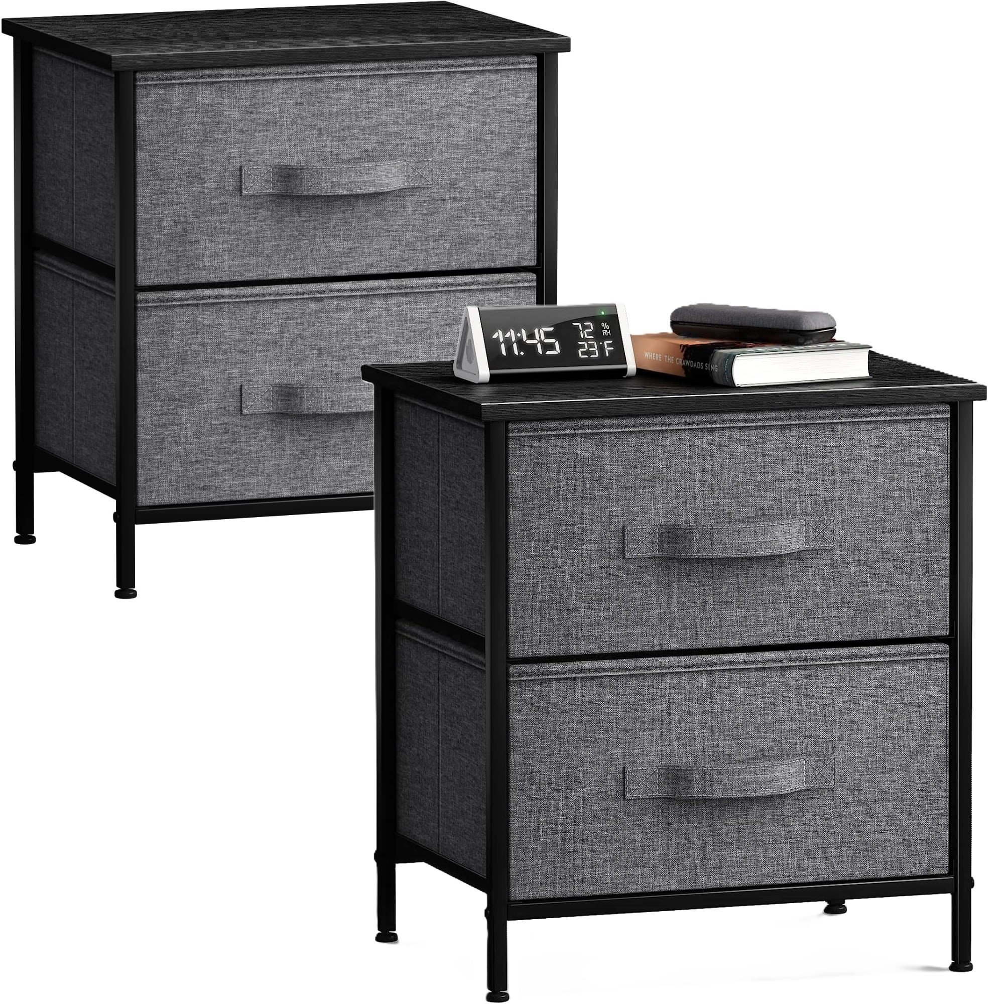 Sorbus Modern Nightstand with 2 Drawers - Set of 2, Black - Bedside ...