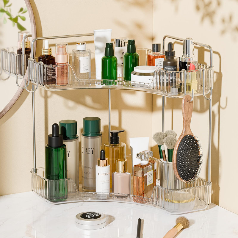 Rebrilliant 2 Tier Corner Bathroom Organizer Countertop, Plastic ...