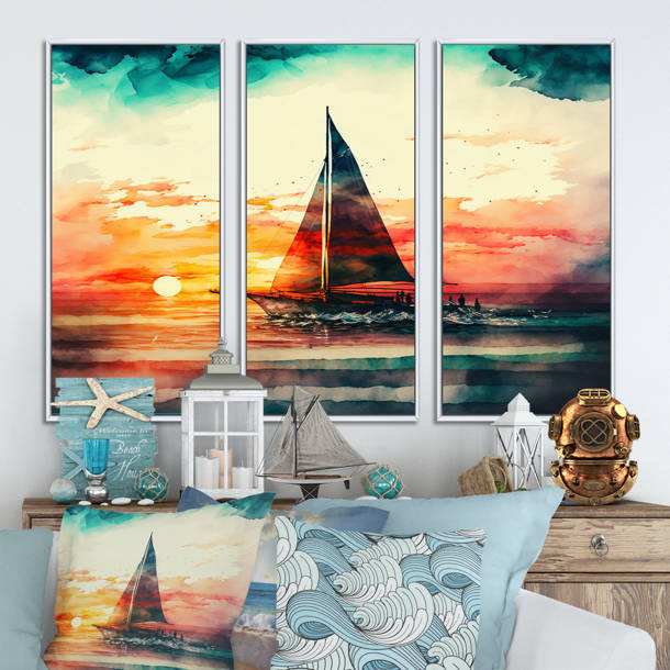Breakwater Bay Handmade Coastal Transportation Wall Decor on Wood ...