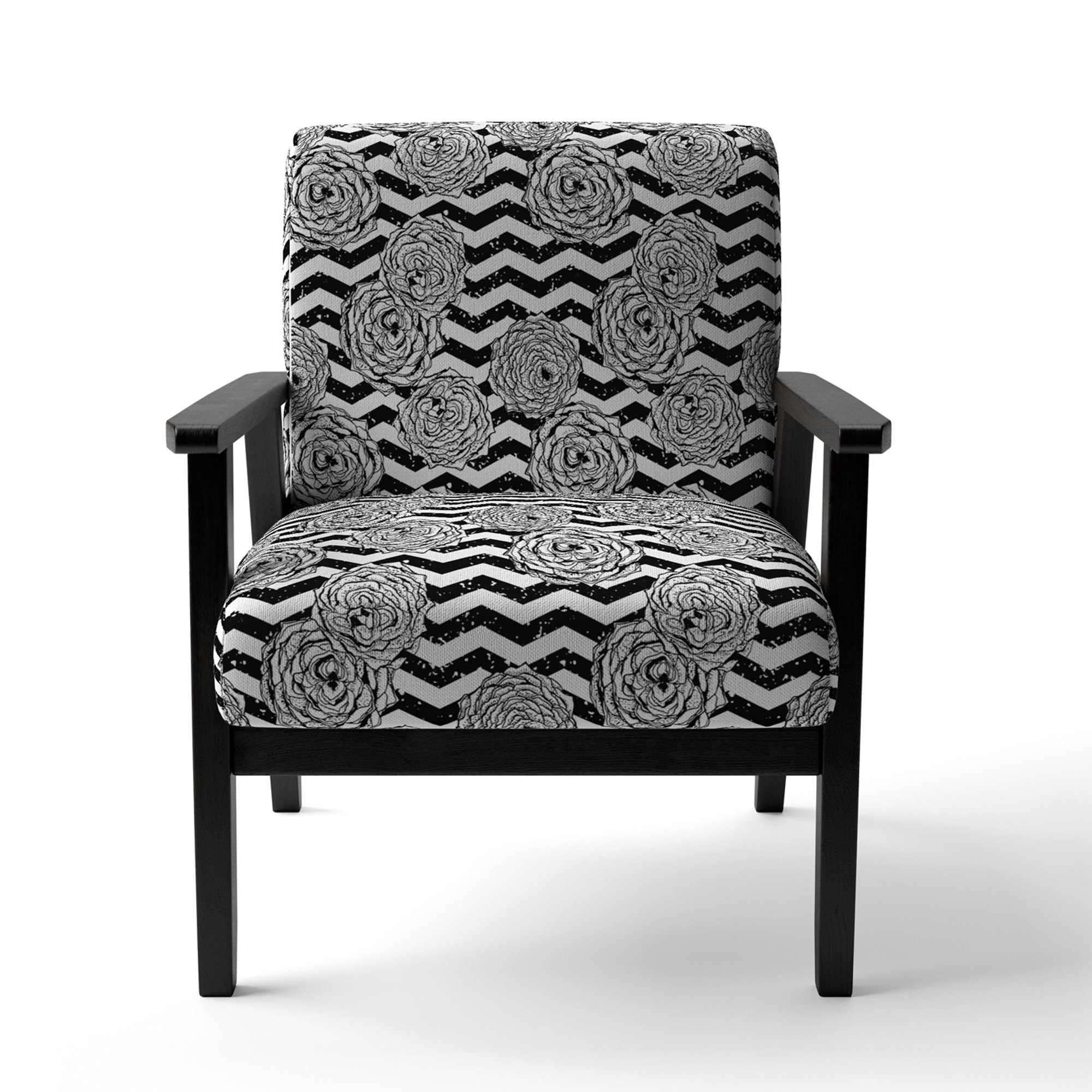 Red Barrel Studio® Black Horizontal Chevron - Upholstered Patterned ...