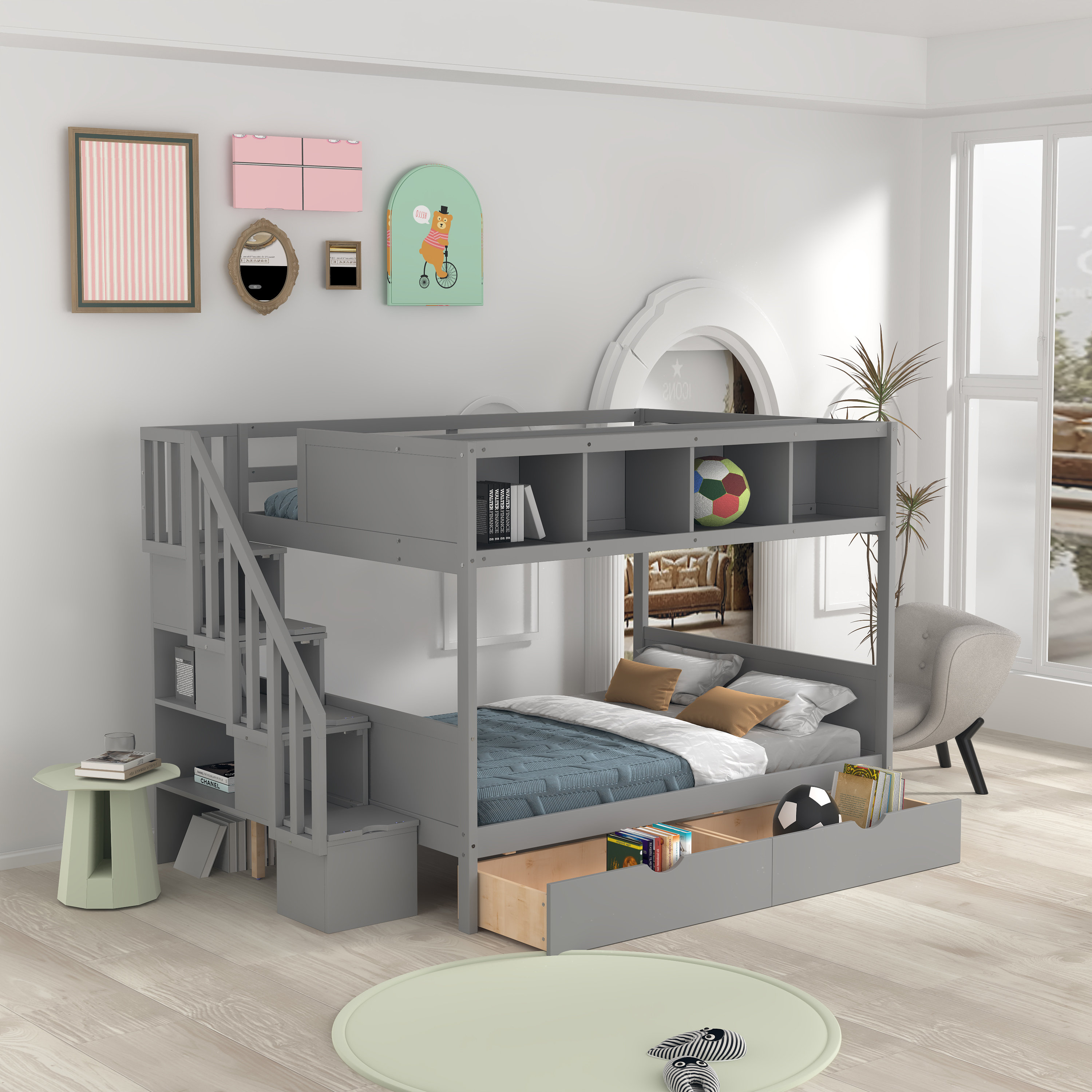 Harriet Bee Gissette Twin over Full 2 Drawer Standard Bunk Bed with ...