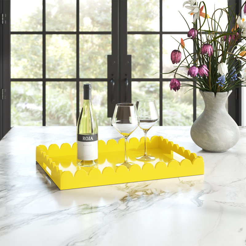 Birch Lane™ Hindley Hand-Crafted Rectangular Scalloped Wood Tray | Wayfair