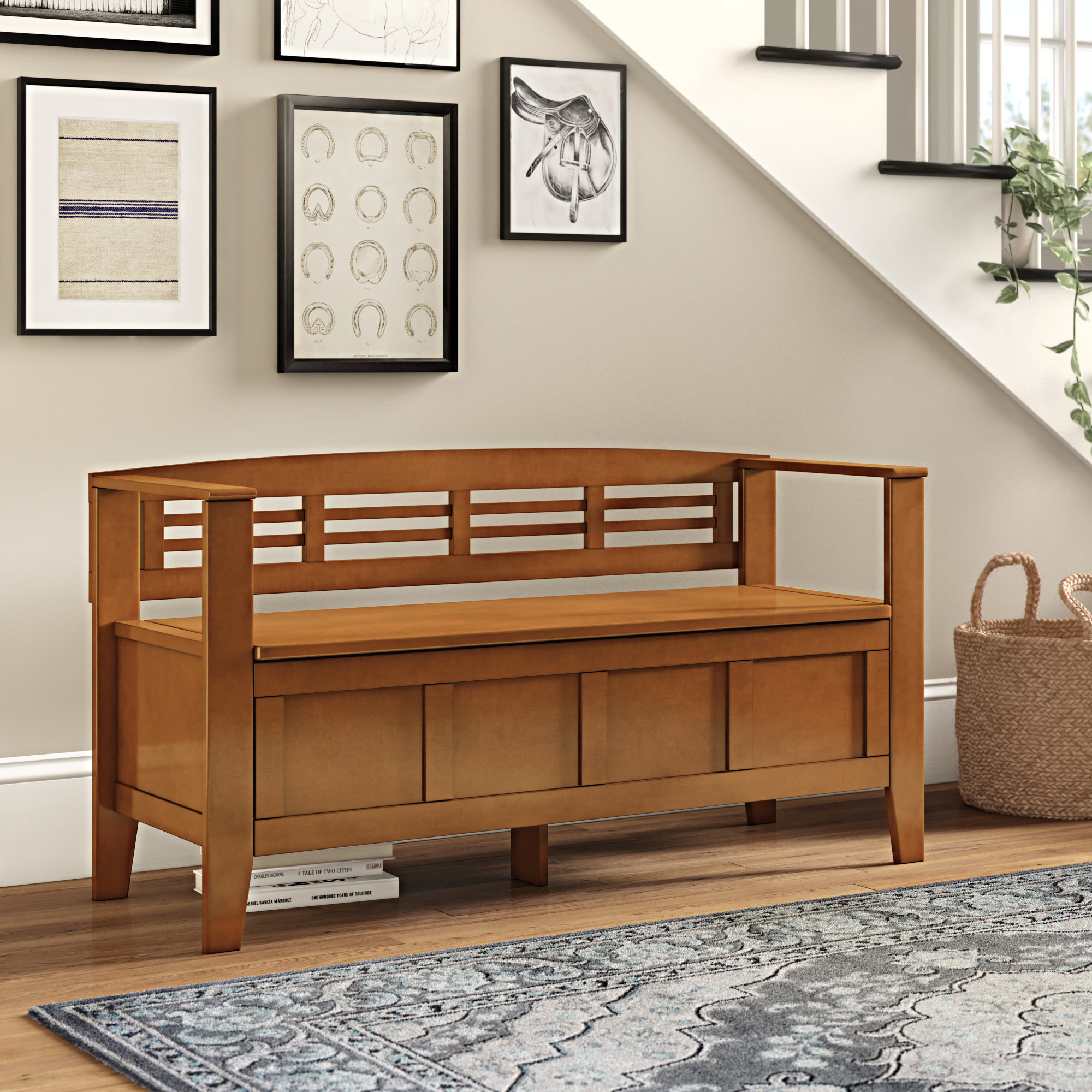 Simpli Home Adams 48"W Solid Wood Contemporary Entryway Storage Bench ...