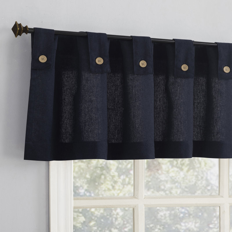 Ebern Designs Zaybree Cotton Blend Button Tab Top Cafe Curtain Valance ...