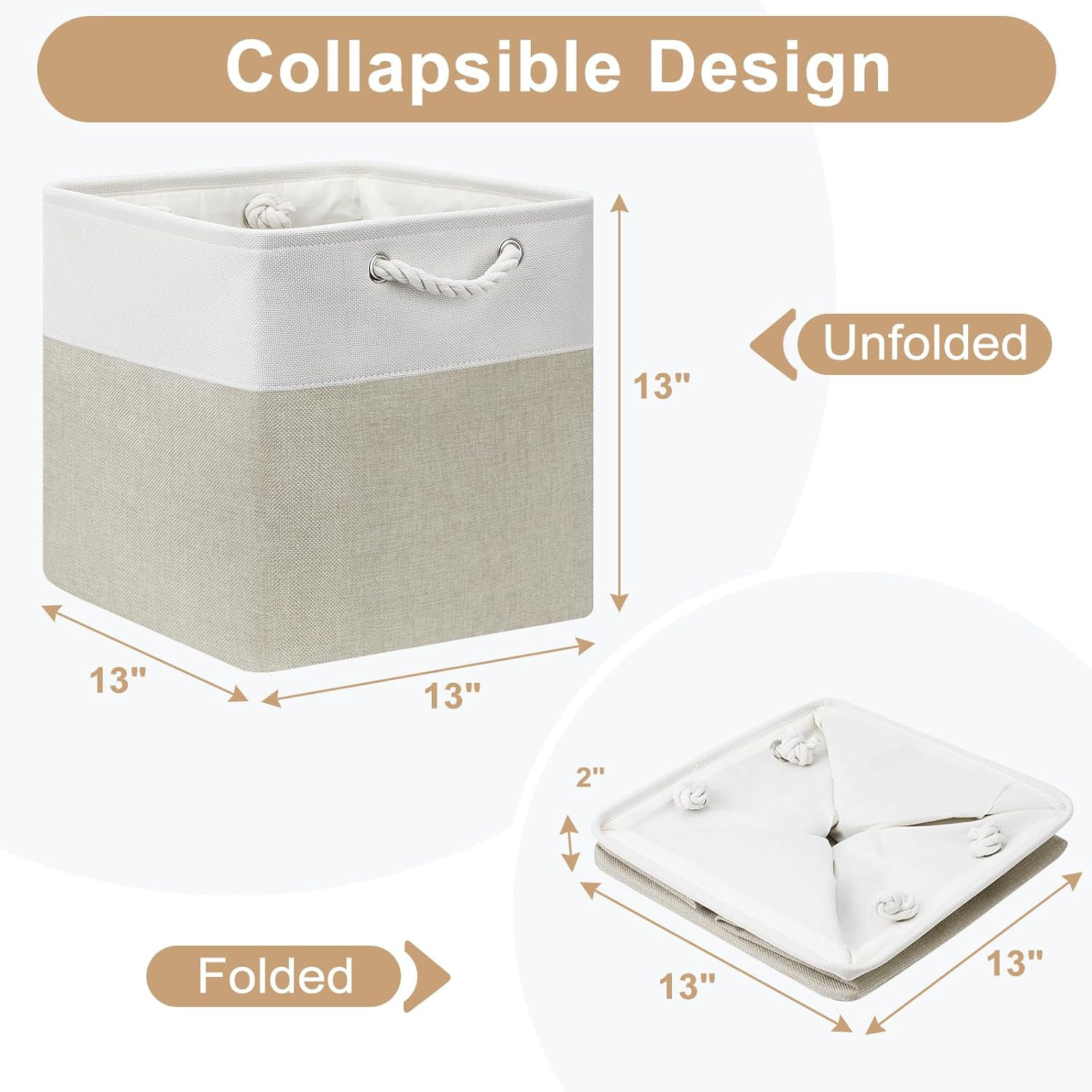 Longshore Tides Storage Cubes 13X13, Collapsible Storage Bins Organizer ...