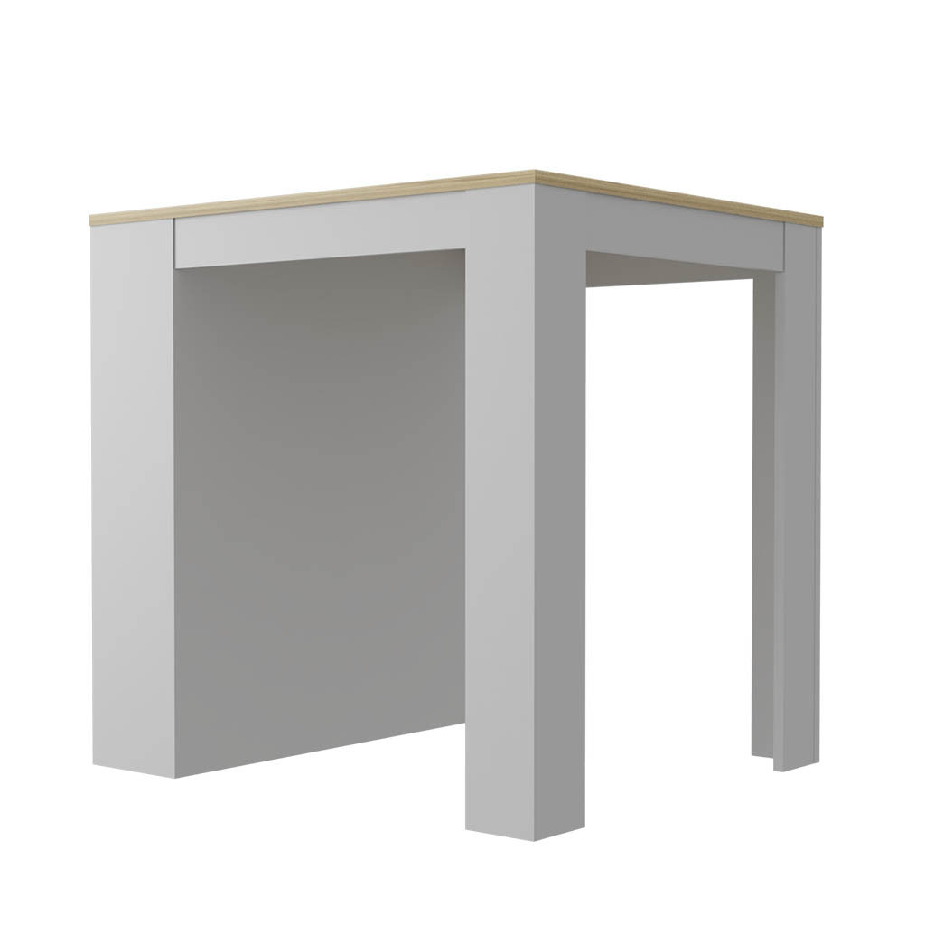 Latitude Run® Kitchen Island Table, Two Legs, Three Side Shelves, White ...