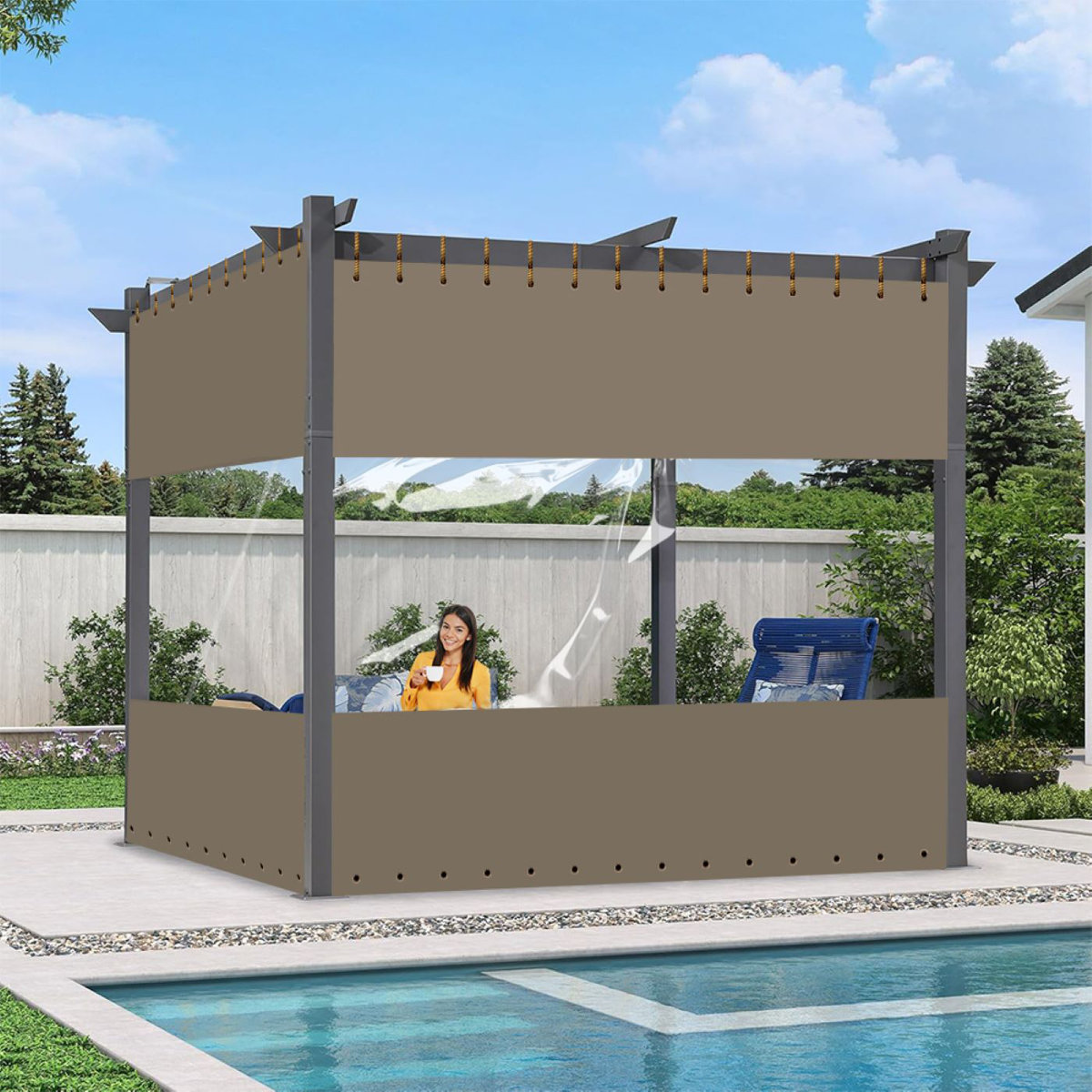 Covers & All Heavy Duty Outdoor Clear Panel Curtain, All Weather ...