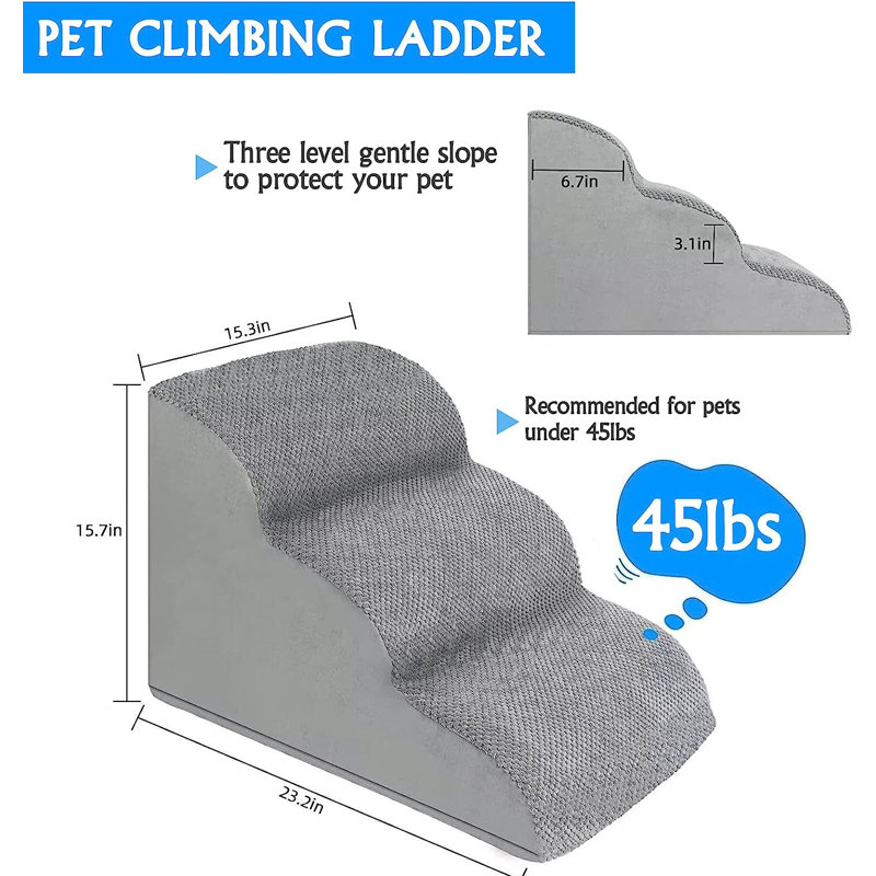 Tucker Murphy Pet™ Three-Step Dog Ramp Stairs With Washable Two Fabric ...