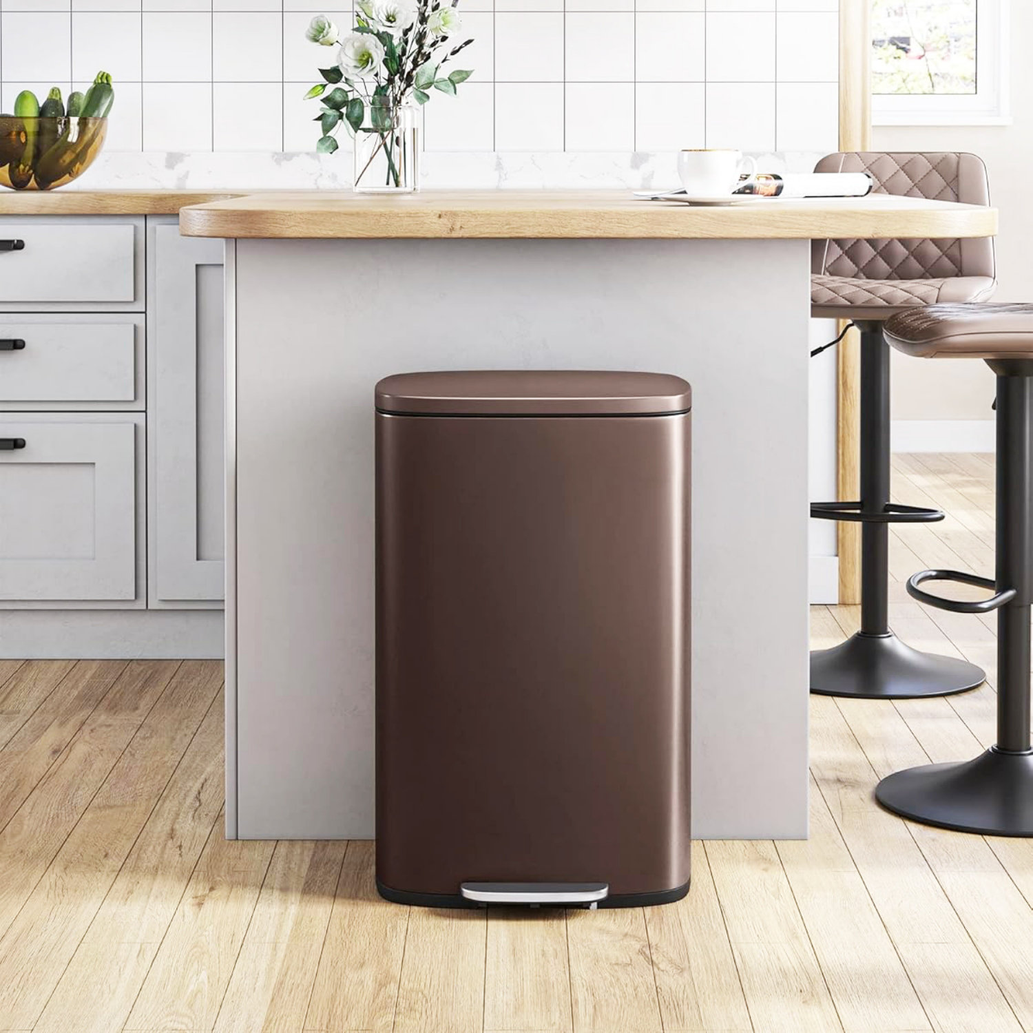 Ameriwood Stainless Steel Kitchen Garbage Can - Wayfair Canada