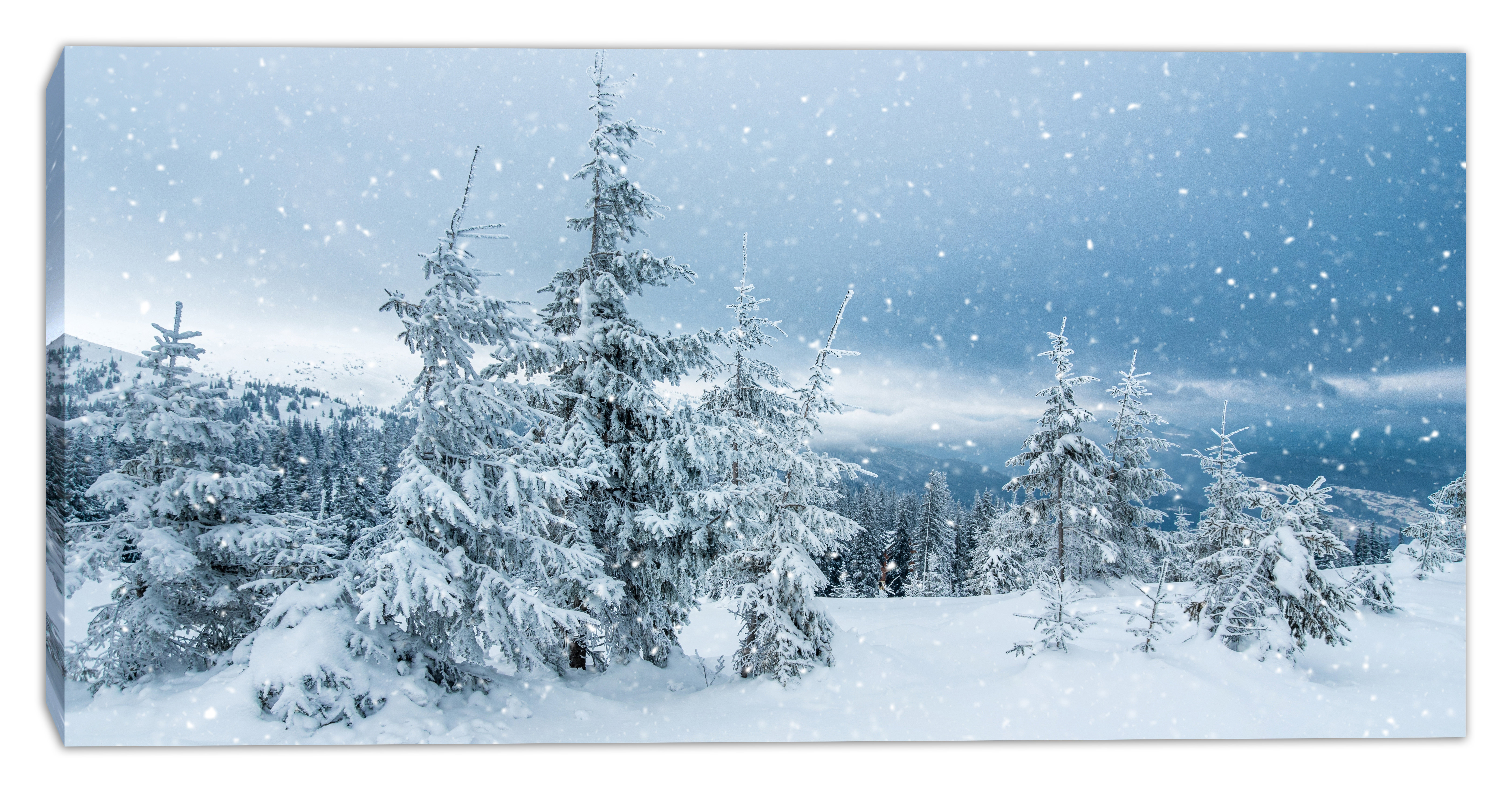 August Grove® Snowfall Over Mountain Forest Wrapped Canvas Wall Art ...