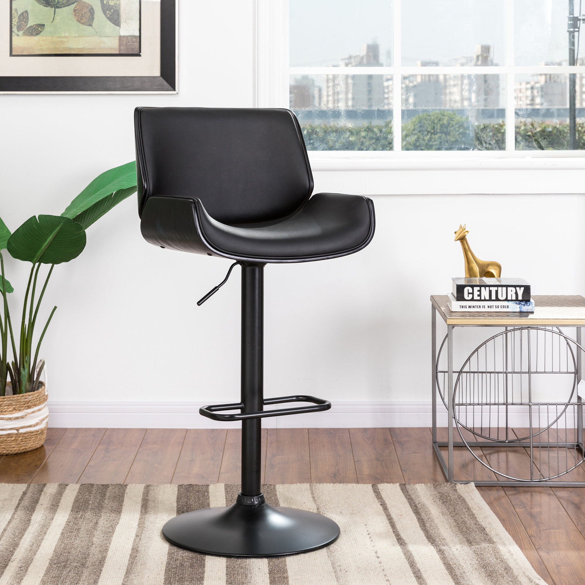 George Oliver Gabby Swivel Adjustable Height Bar Stool & Reviews | Wayfair