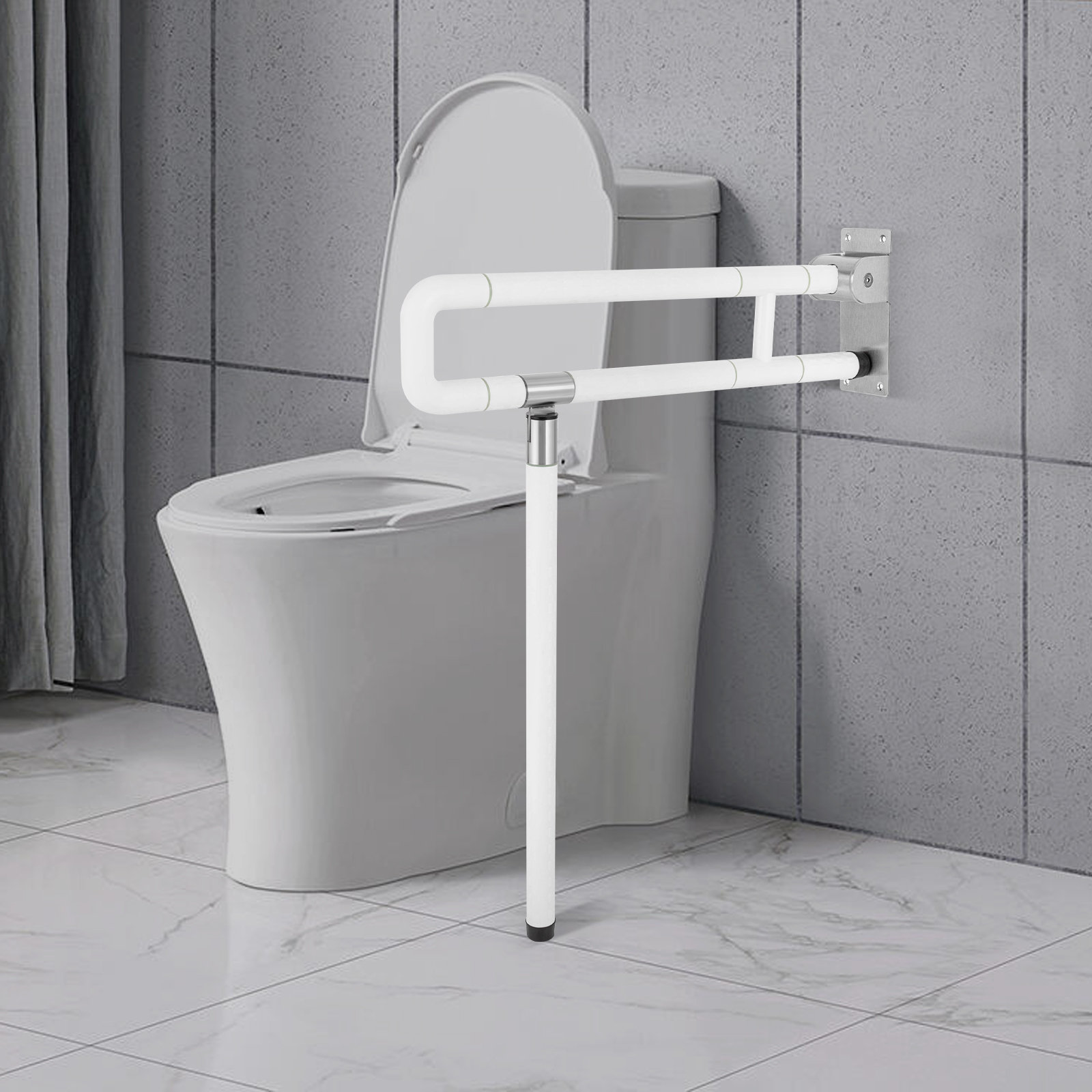 JOYDING 23.6" Toilet Grab Bar Foldable Drop Down Toilet Safety Rails ...