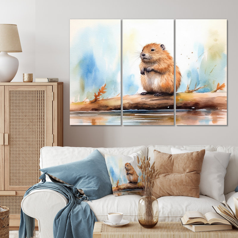 Millwood Pines Cute Beaver I - Animals Beaver Metal Wall Decor Set ...