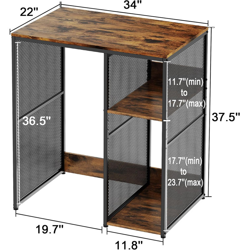 Hokku Designs Industrial Style 3-Tier Mini Fridge Cabinet With ...