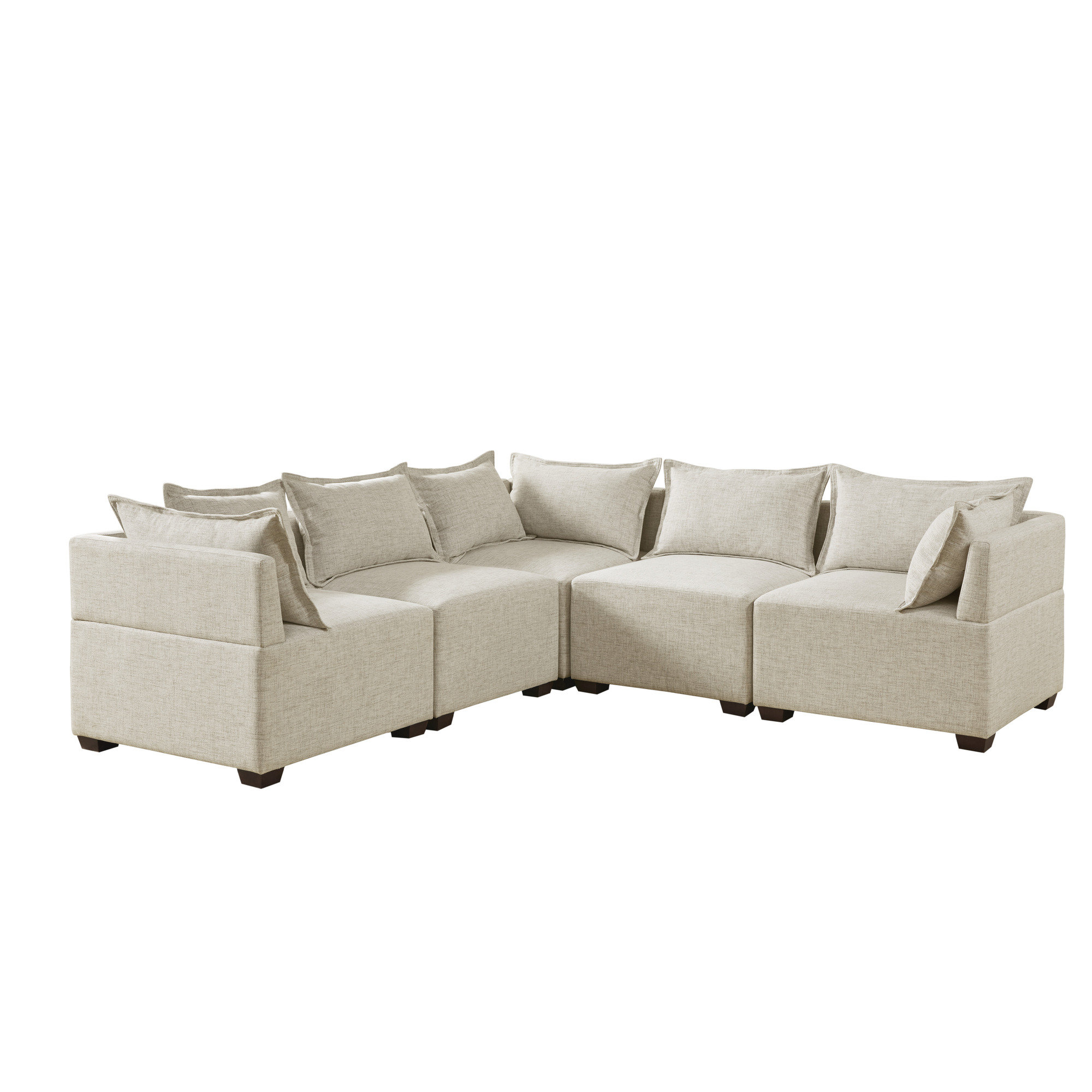 Hokku Designs Wolfe Modular Elegance 5-Piece L-Shape Sofa Ensemble ...
