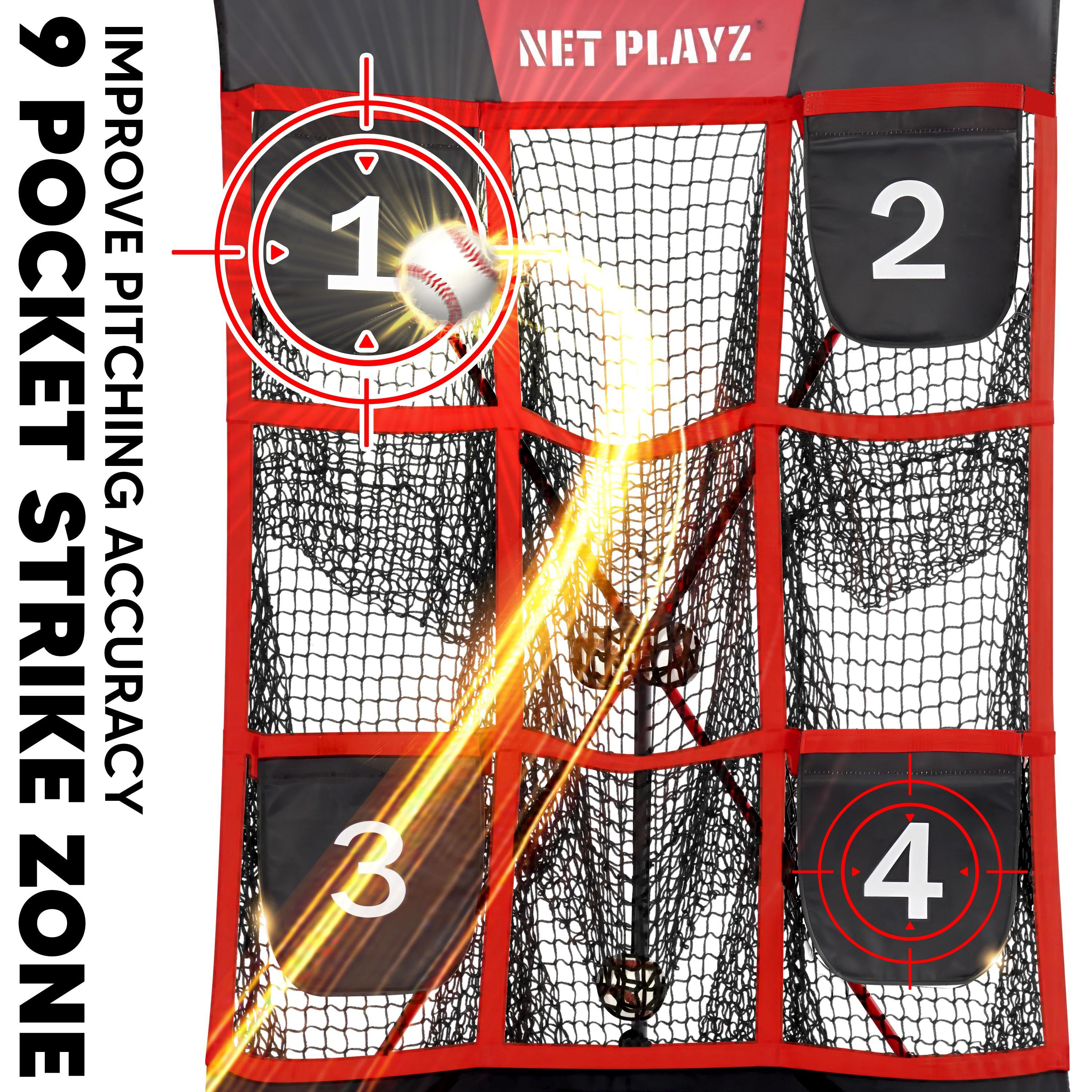 Net Playz Baseball Net Pitching Target Net, 9 Pocket Strike Zone ...