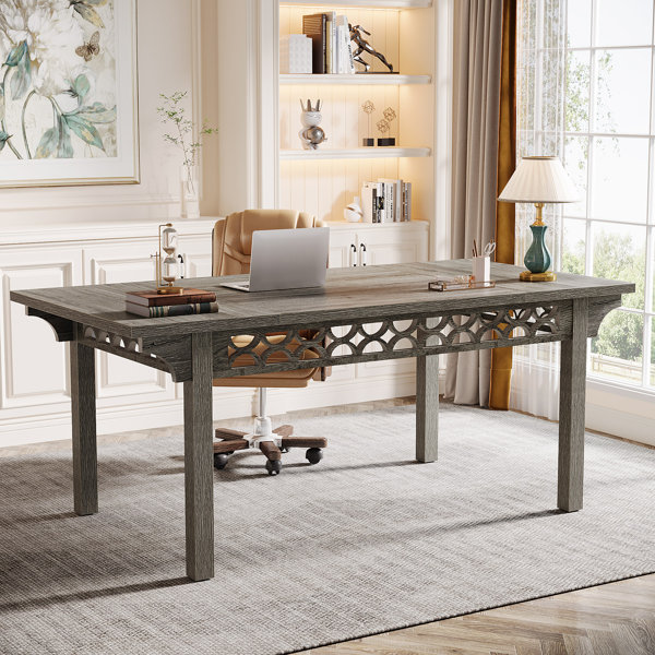 August Grove® 71'' Executive Desk, Large Computer Desk Wood Office Desk ...