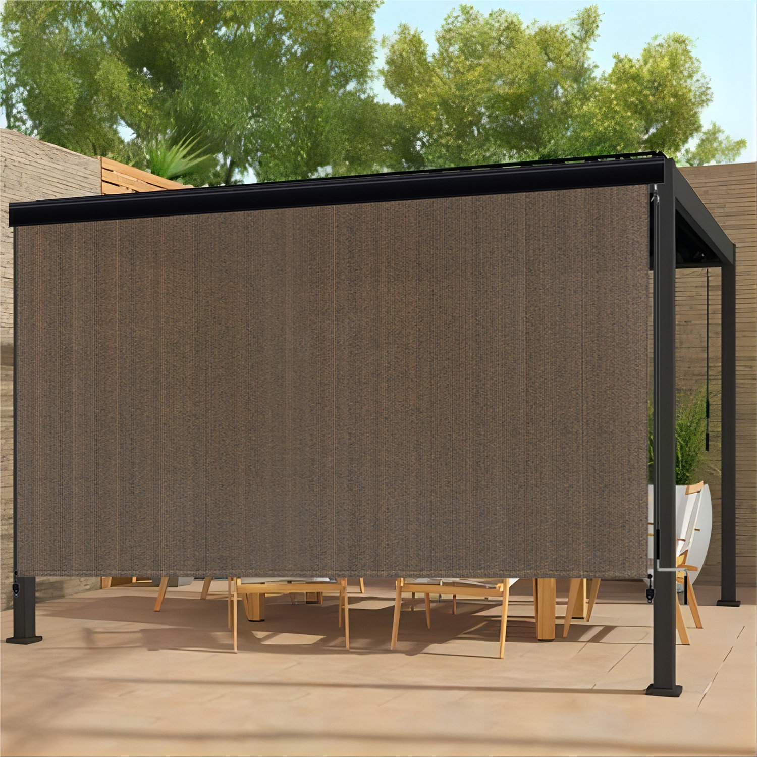 Symple Stuff Light Filtering Outdoor Roll-up Shade & Reviews | Wayfair