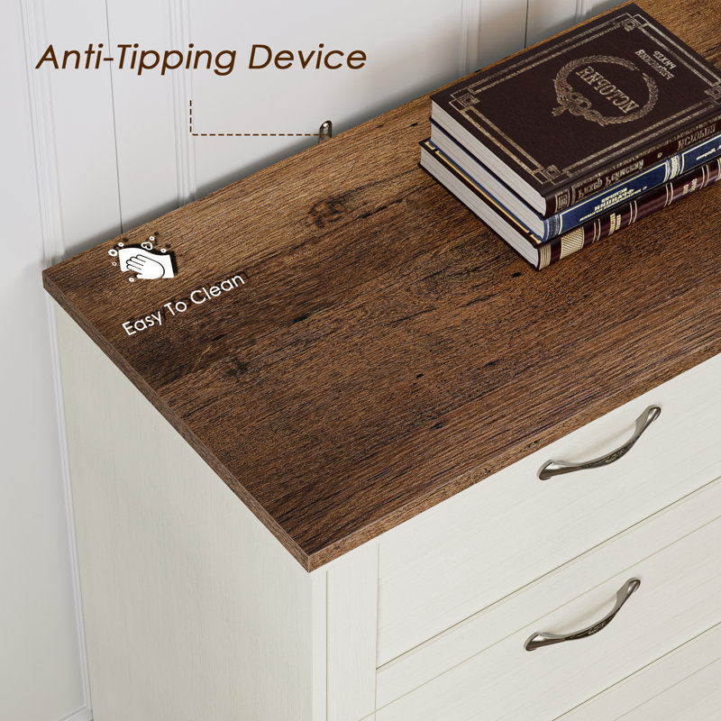 Winston Porter Radomila 6 Drawer 47.2" W Double Dresser, Wood Oak Chest ...