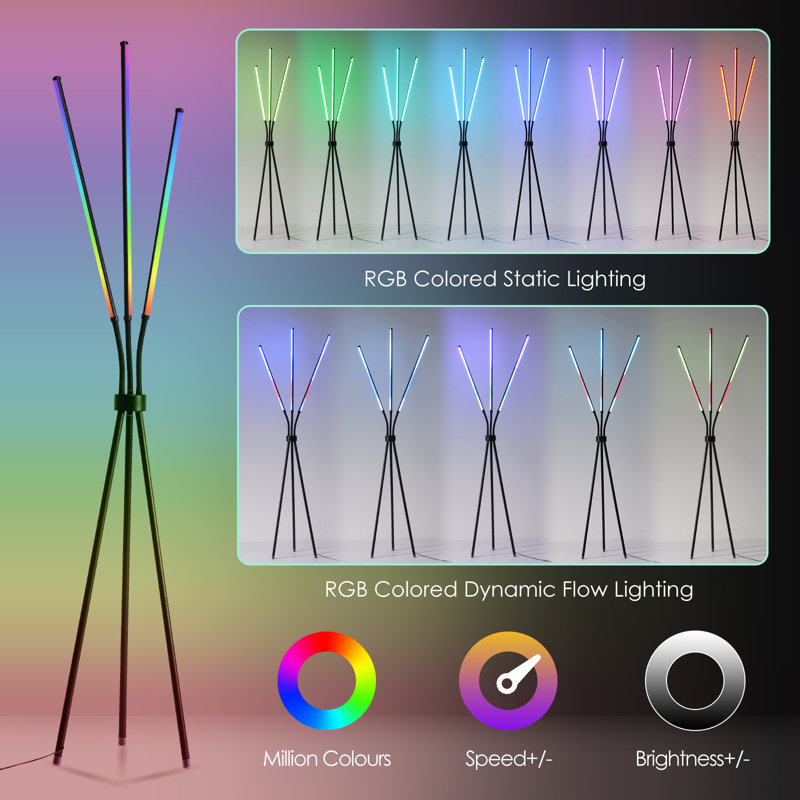 Ivy Bronx 70" Rgb Tripod Floor Lamp Flexible Dimmable Led Novelty Floor ...