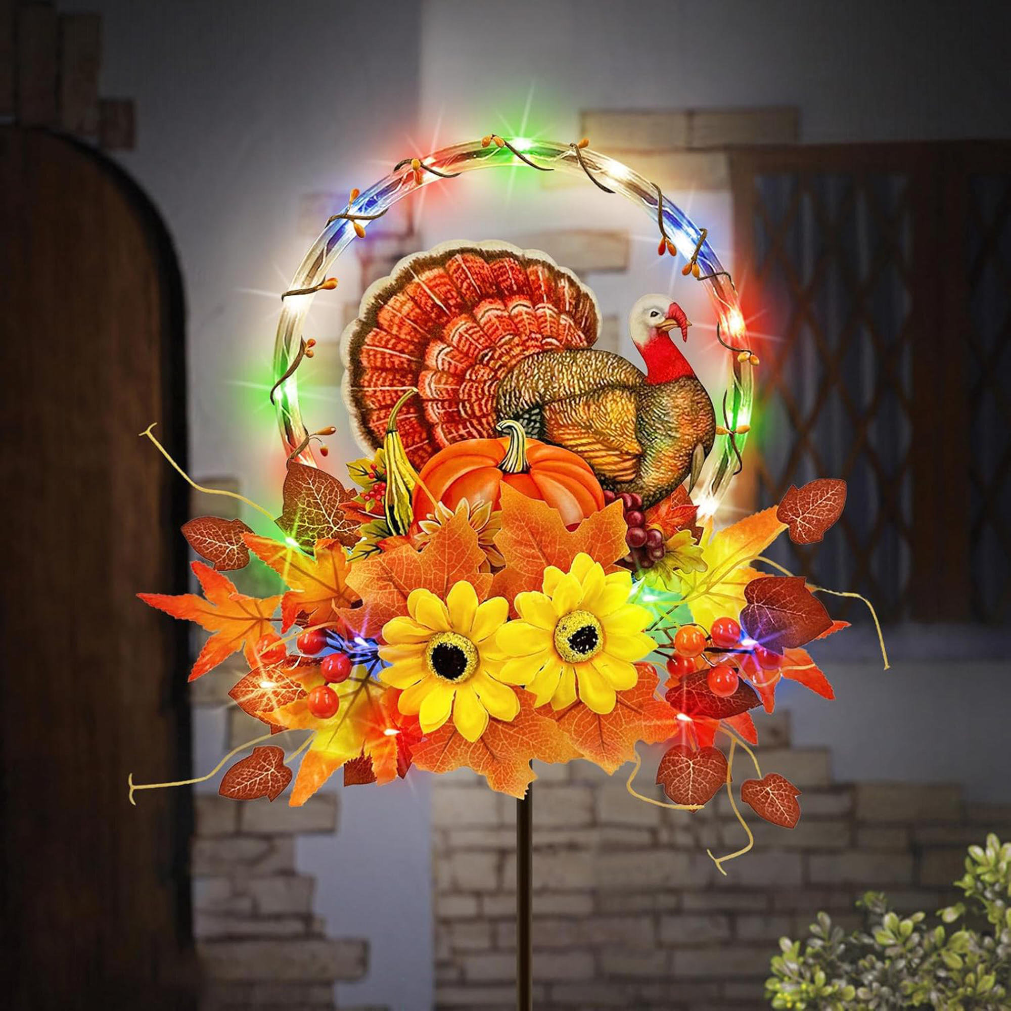 The Holiday Aisle® Solar Thanksgiving Turkey Garden Stake - Multi ...