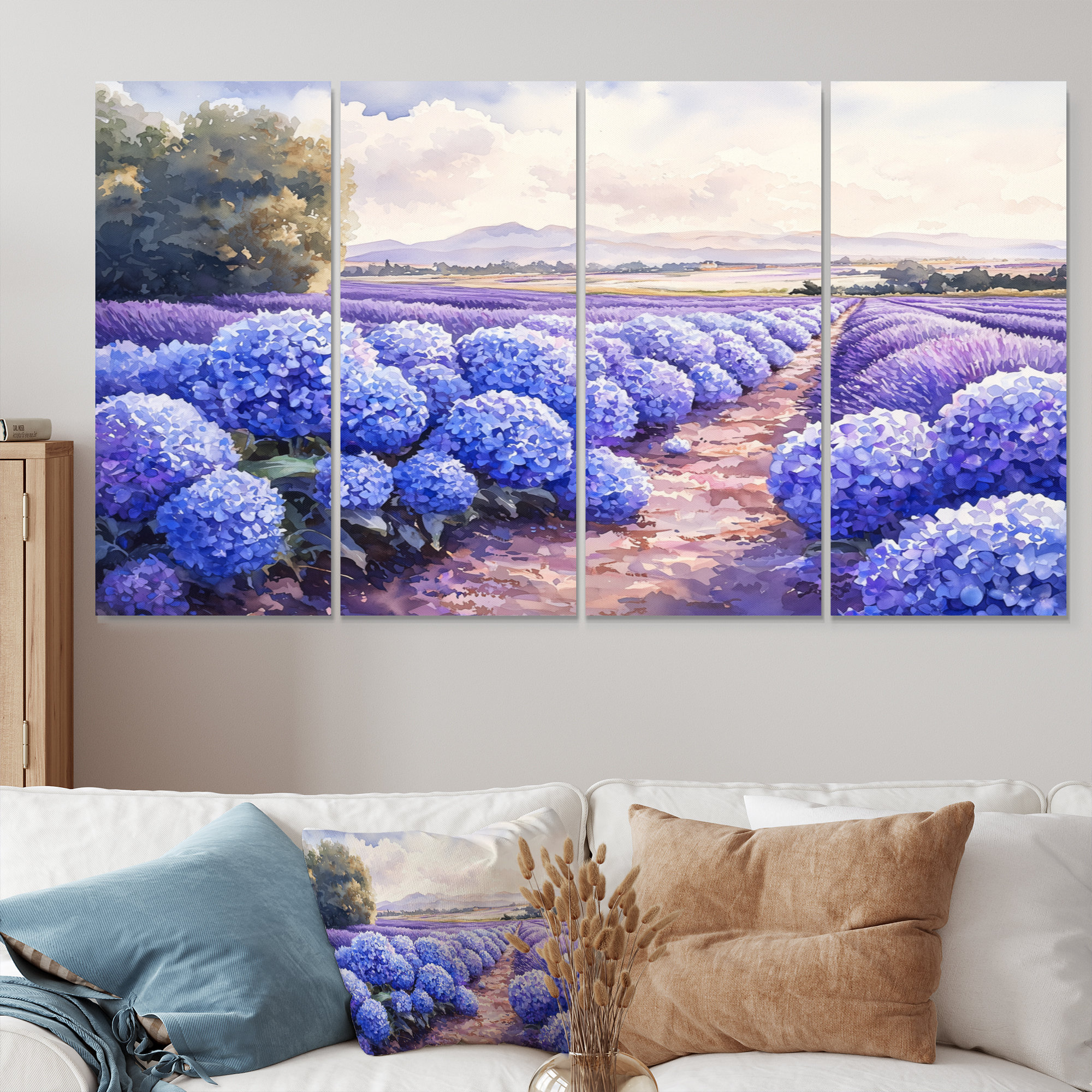 Red Barrel Studio® Hydrangeas In The Lavender Field II - Hydrangea Wall ...