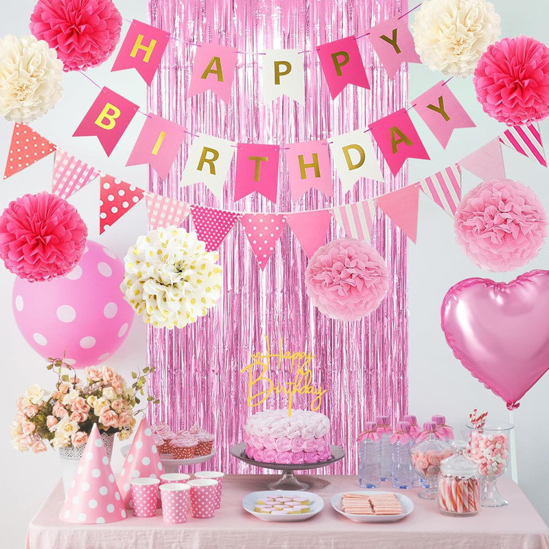 The Party Aisle™ Birthday Decorations Pink Party Decorations | Wayfair