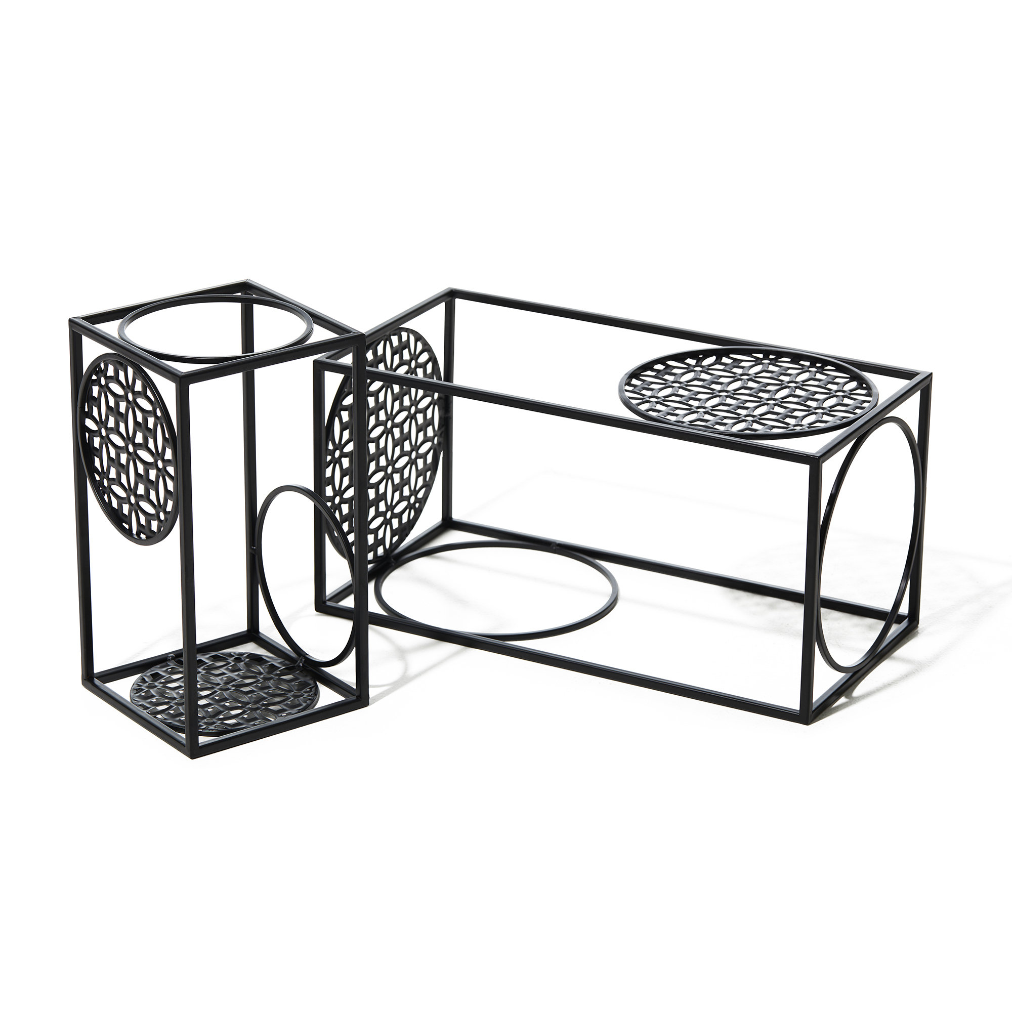 Arlmont & Co. Set Of 2 Black Metal Wire Rectangular Nesting Planter ...